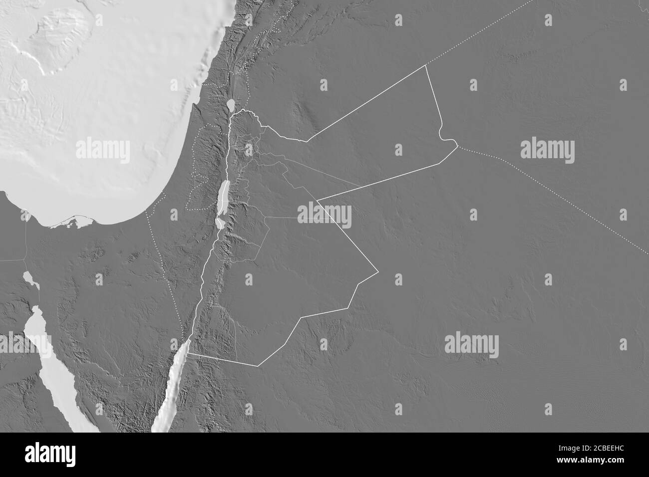 Extended area of Jordan with country outline, international and ...