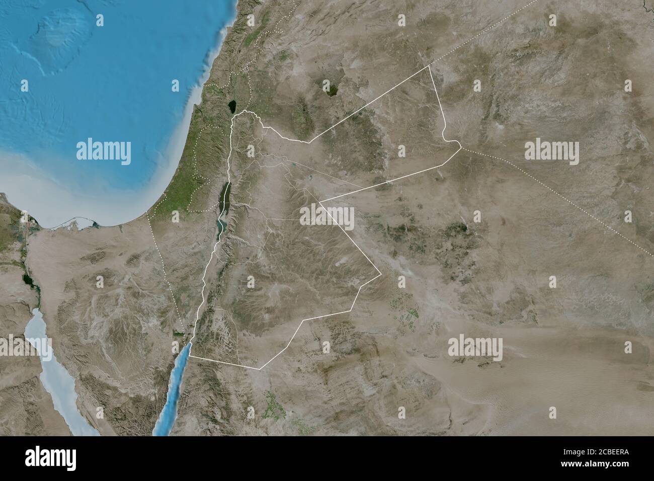Extended area of Jordan with country outline, international and ...