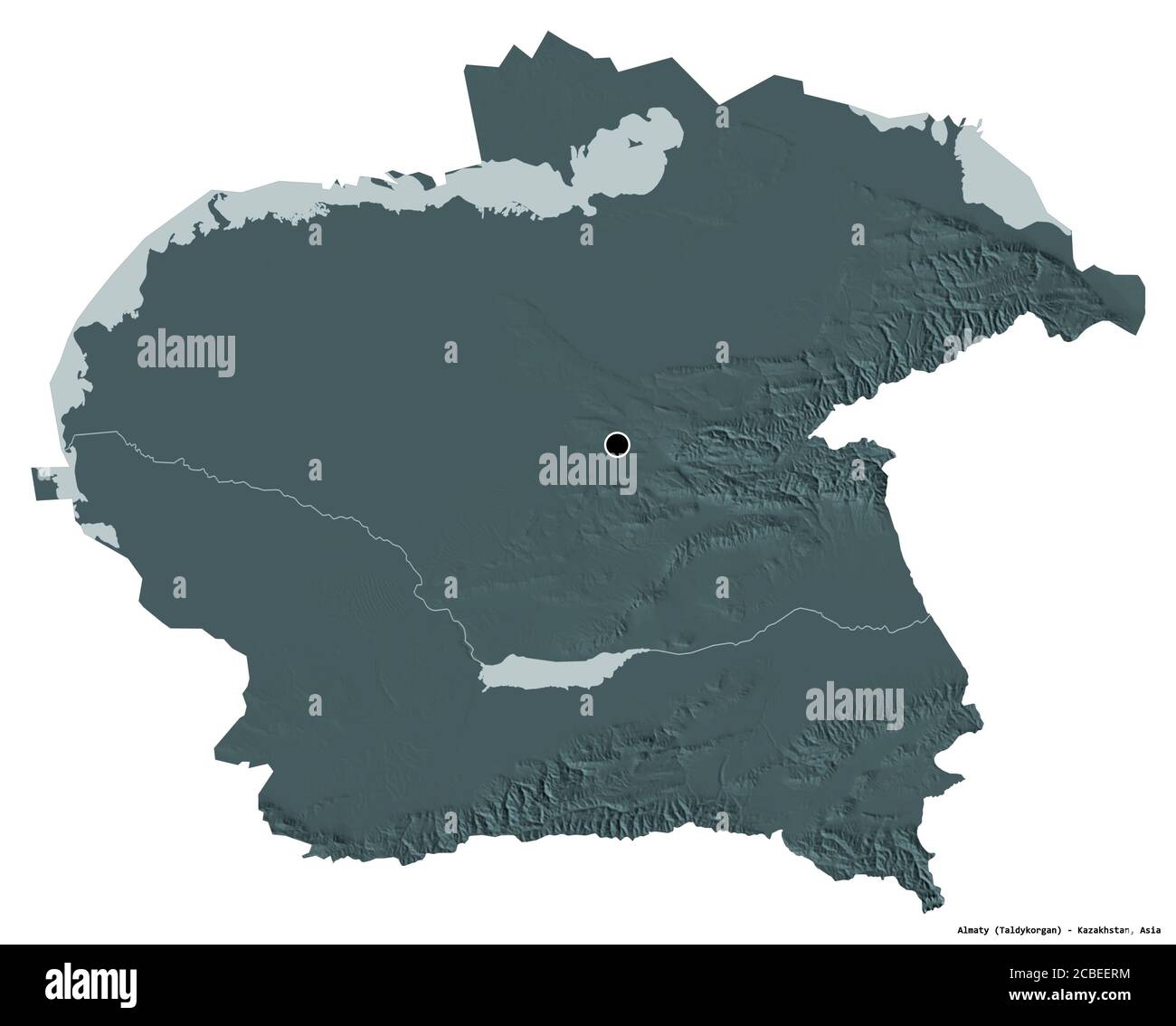 Shape of Almaty, region of Kazakhstan, with its capital isolated on ...