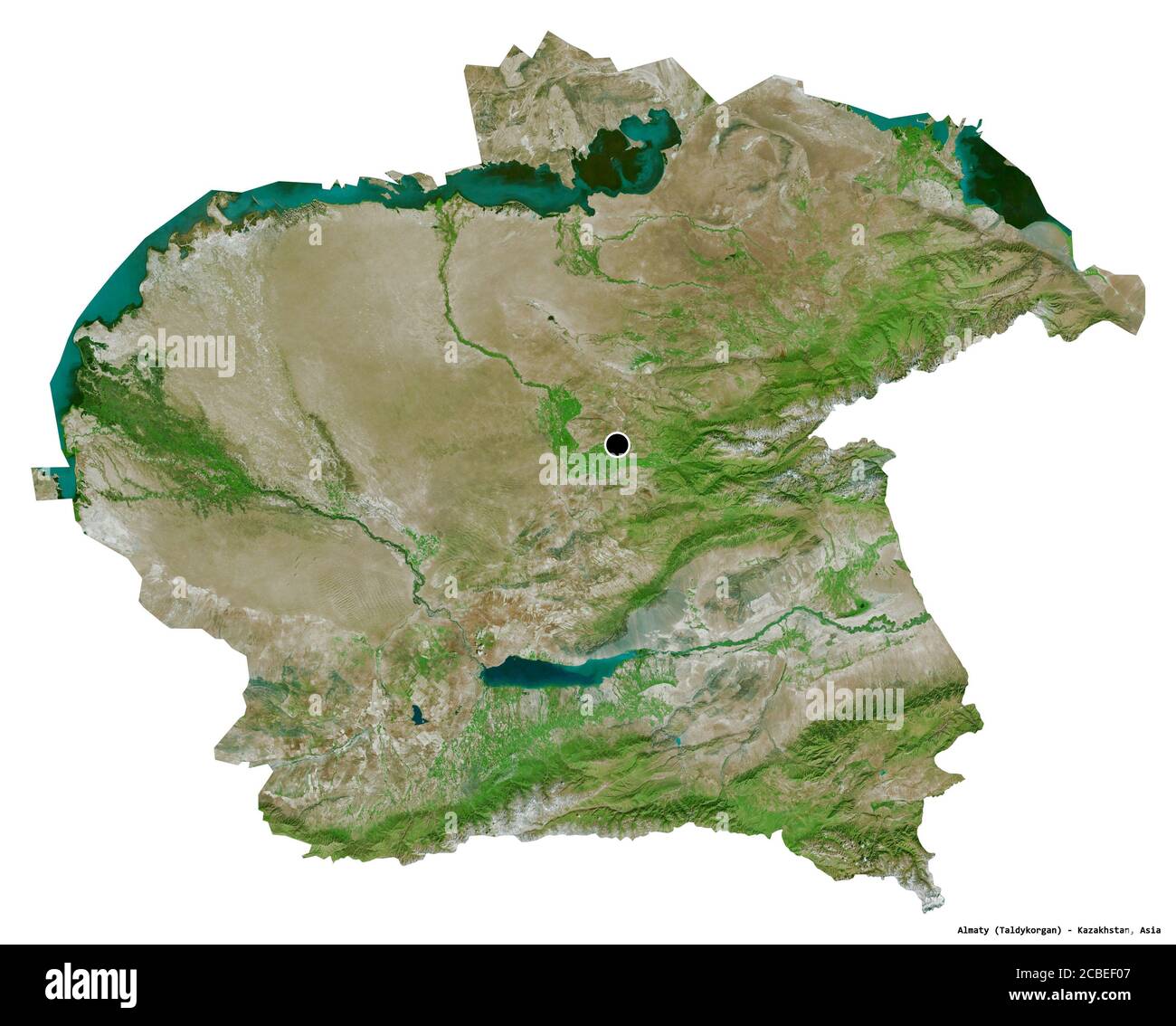 Shape of Almaty, region of Kazakhstan, with its capital isolated on ...