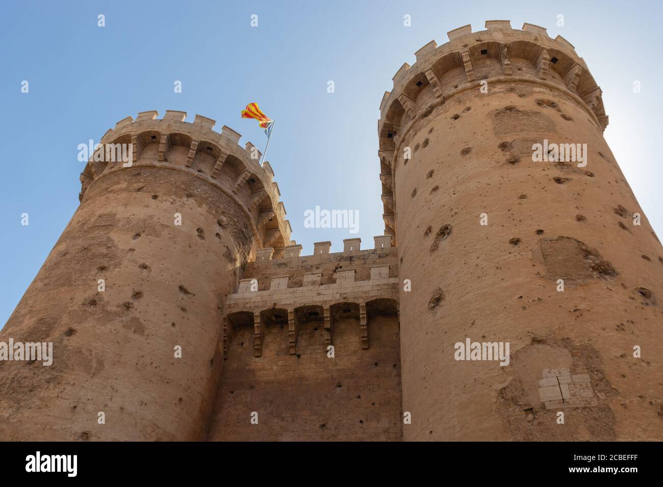 VALENCIA, SPAIN - JULY 15, 2020: Torres de Quart or Puerta de Quart two ...