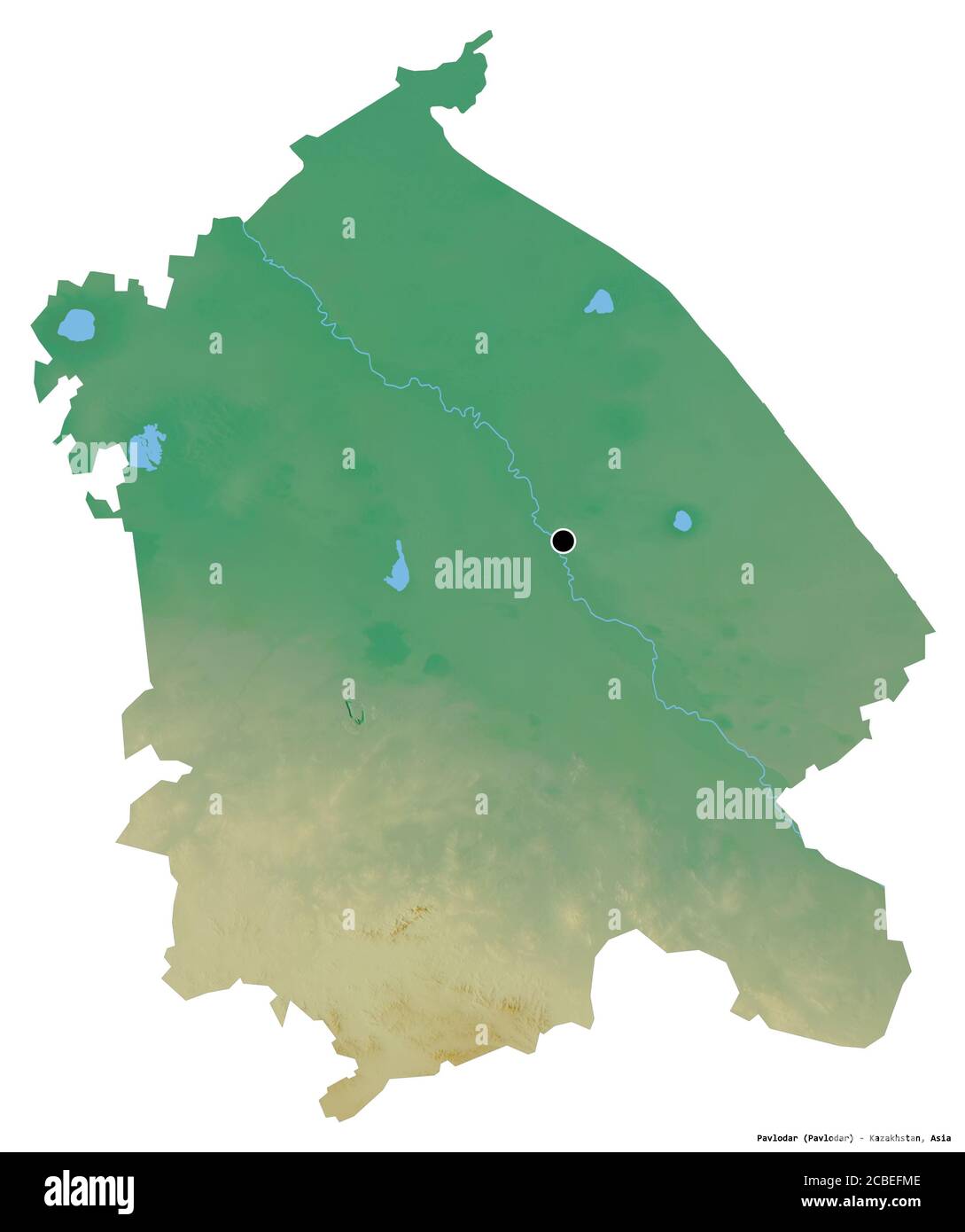 Shape of Pavlodar, region of Kazakhstan, with its capital isolated on ...