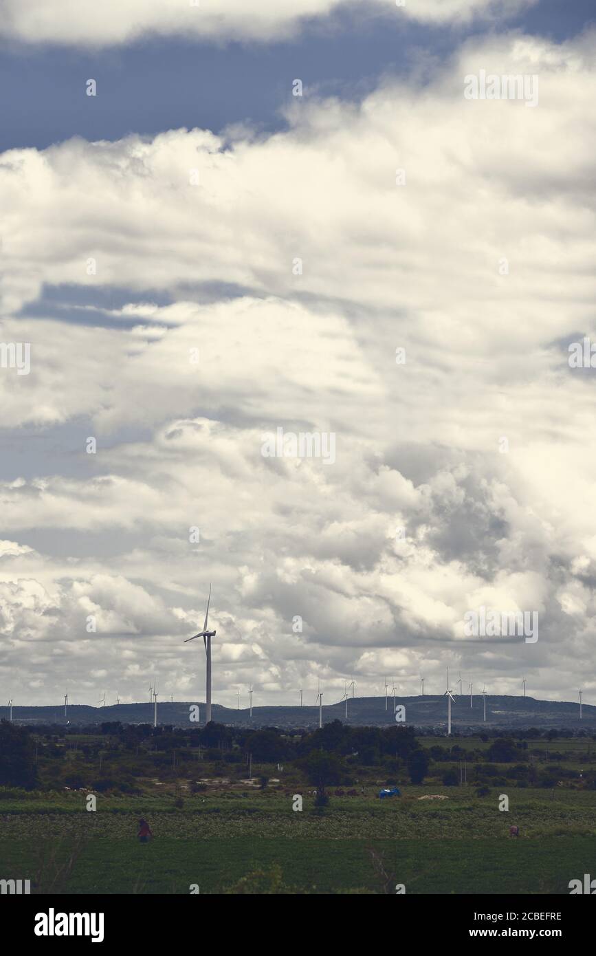 wind farm with turbine, clouds, mountain stock images Stock Photo - Alamy