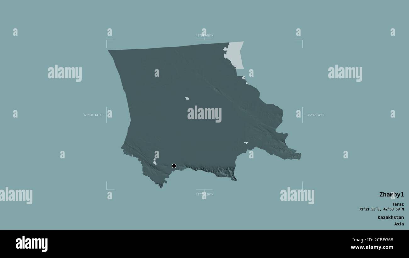 Area of Zhambyl, region of Kazakhstan, isolated on a solid background ...