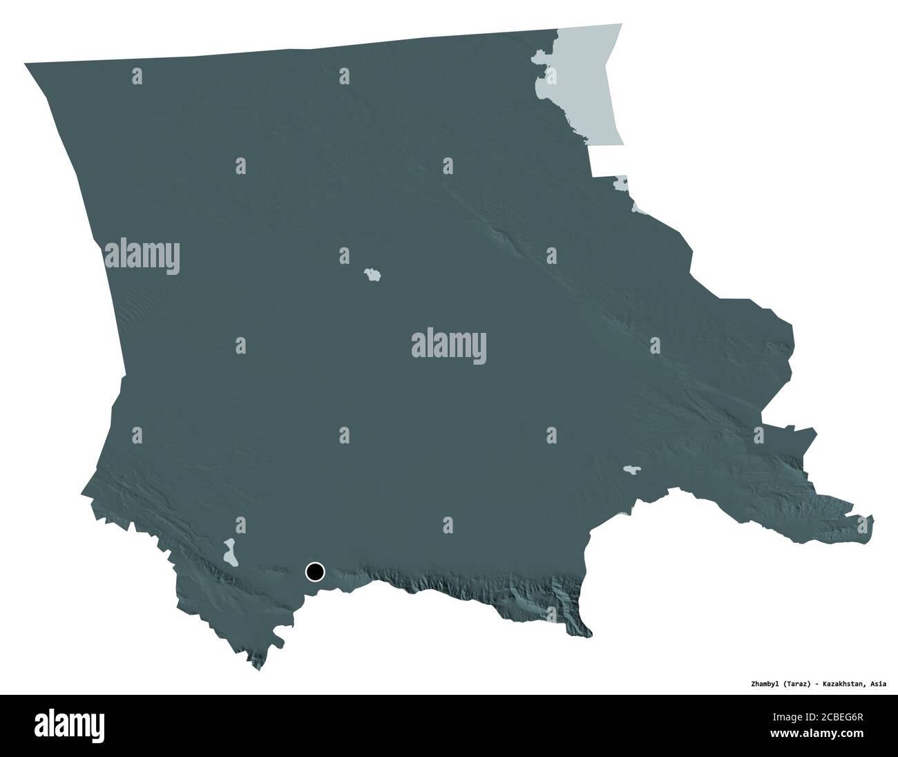 Shape of Zhambyl, region of Kazakhstan, with its capital isolated on ...