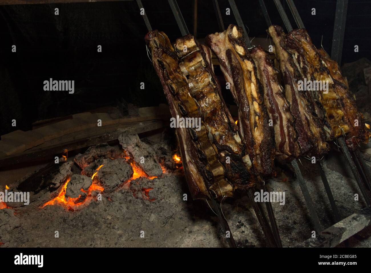 Roasted over the bonfire cooked with firewood typical food of south ...