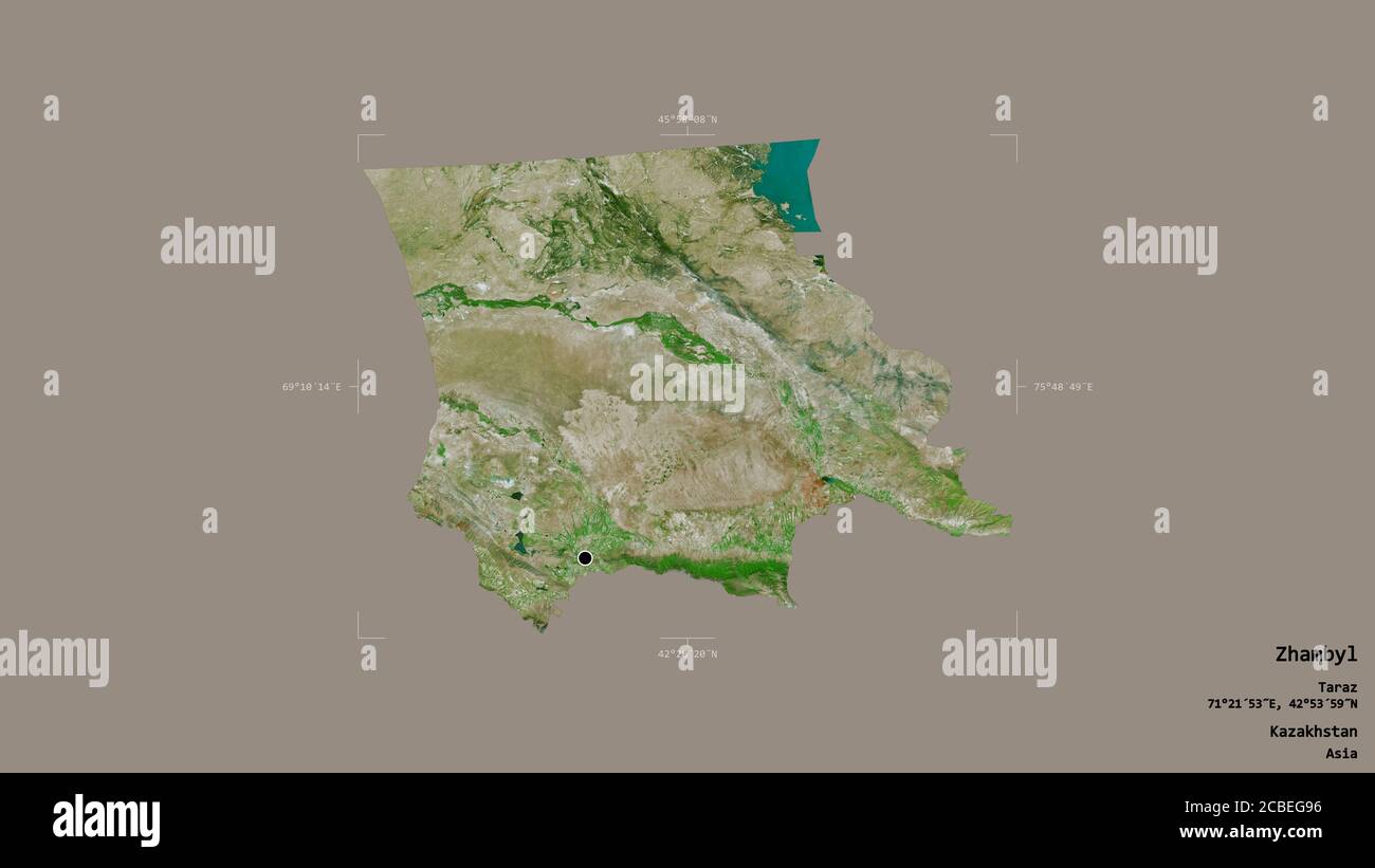 Area of Zhambyl, region of Kazakhstan, isolated on a solid background ...