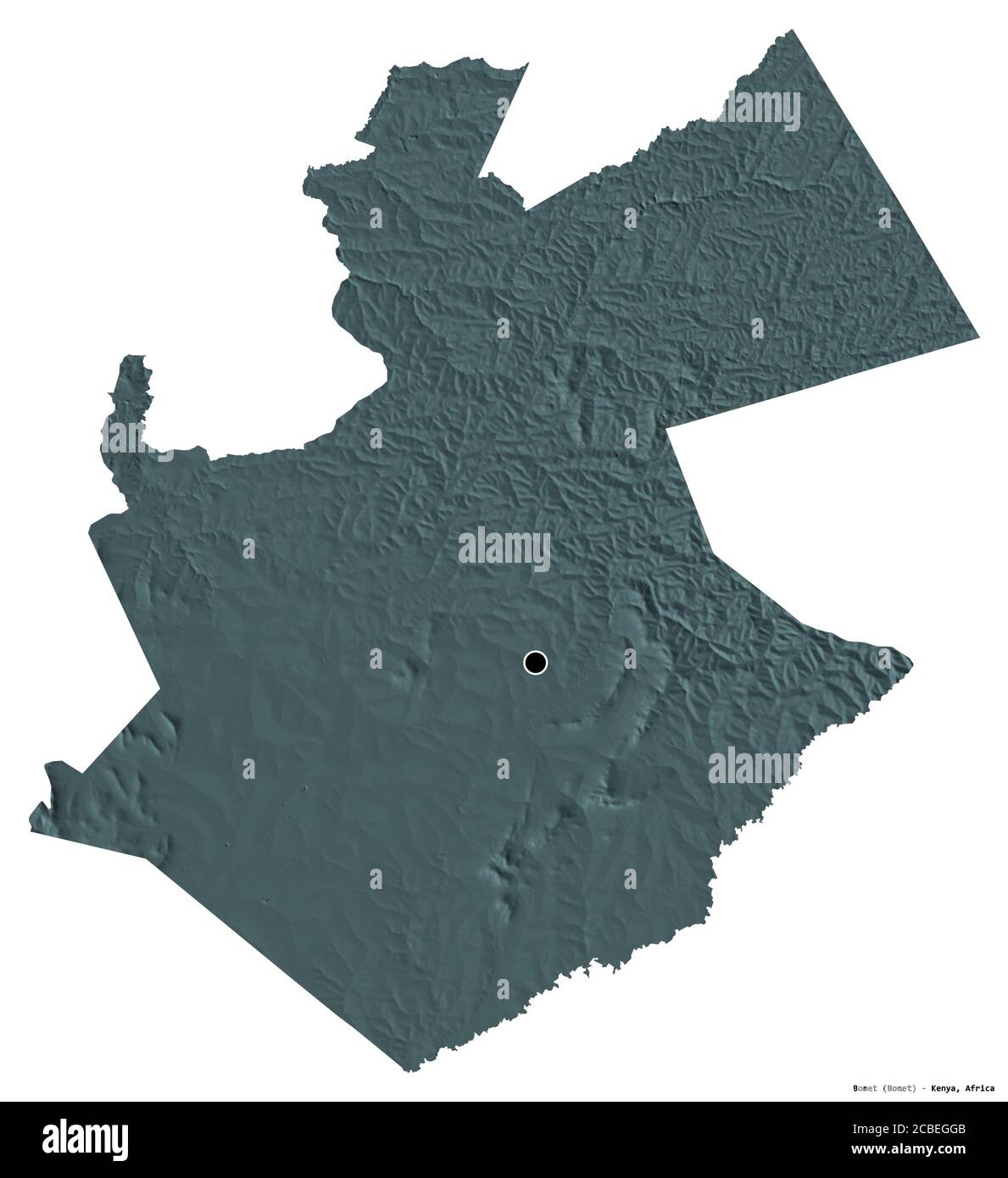 Shape of Bomet, county of Kenya, with its capital isolated on white ...