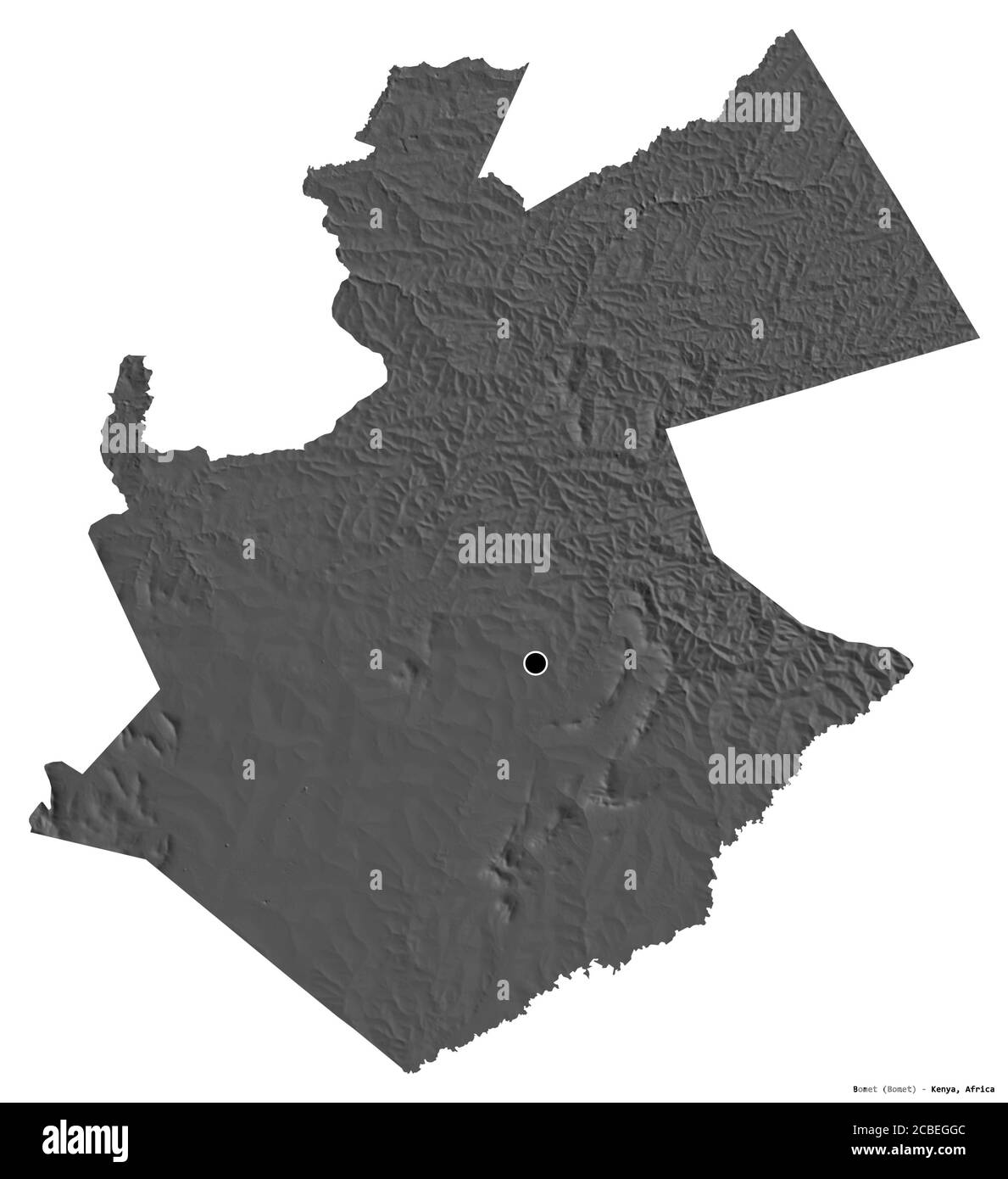 Shape of Bomet, county of Kenya, with its capital isolated on white ...