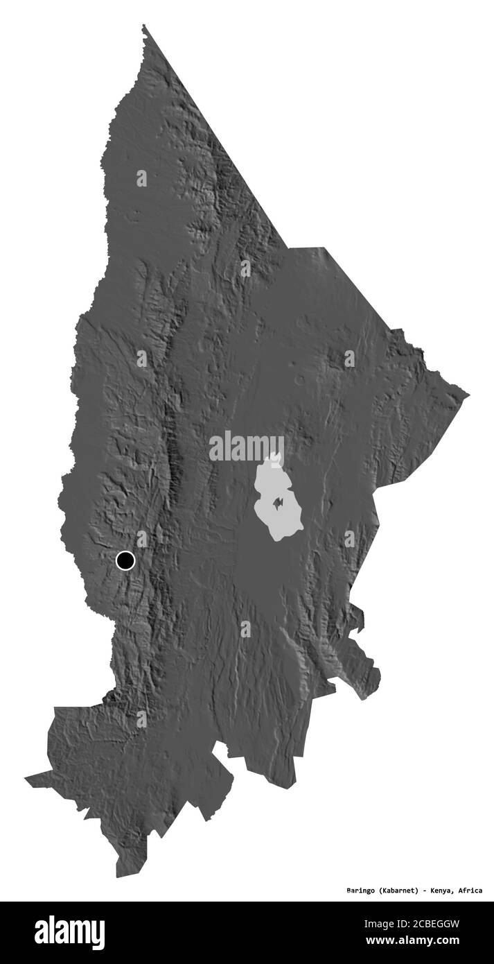 Shape of Baringo, county of Kenya, with its capital isolated on white ...
