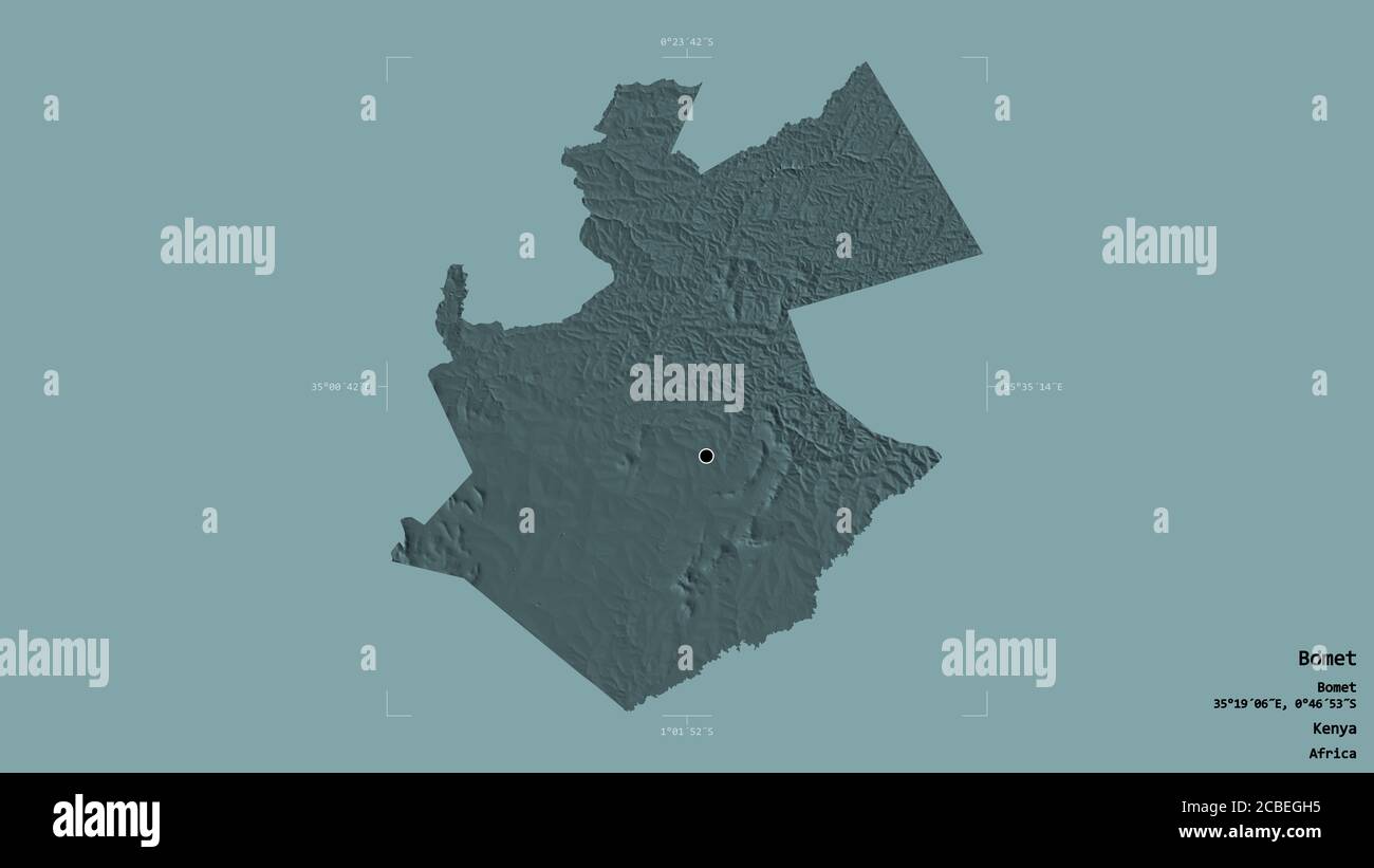 Area of Bomet, county of Kenya, isolated on a solid background in a ...