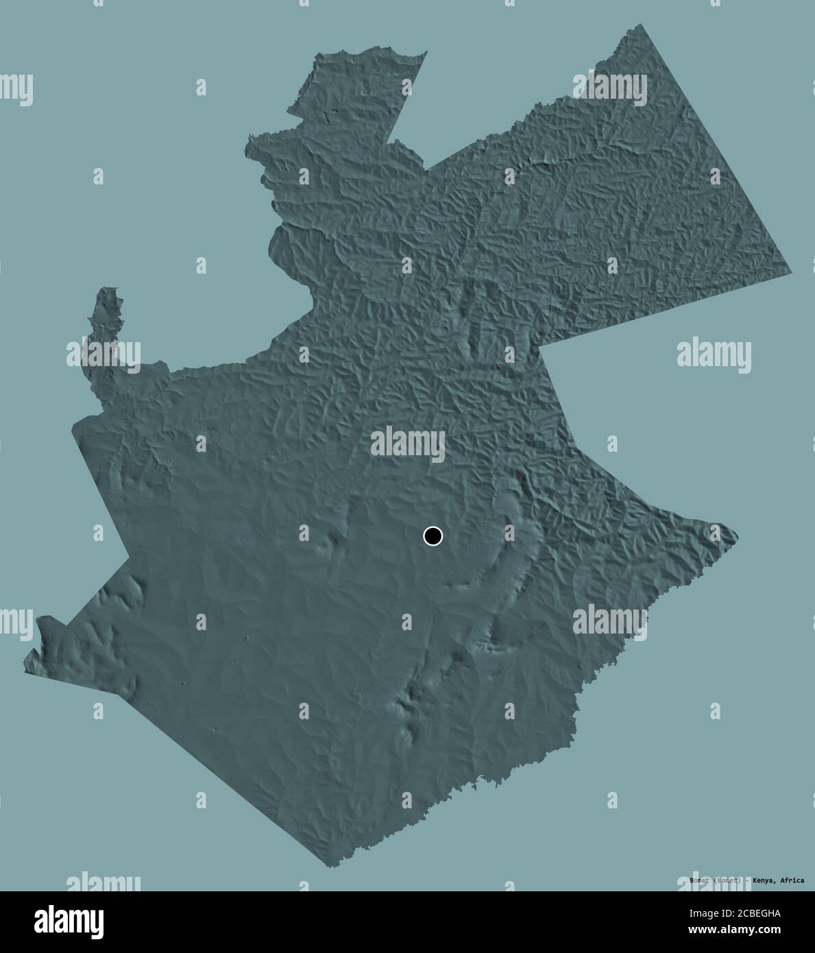 Shape of Bomet, county of Kenya, with its capital isolated on a solid ...