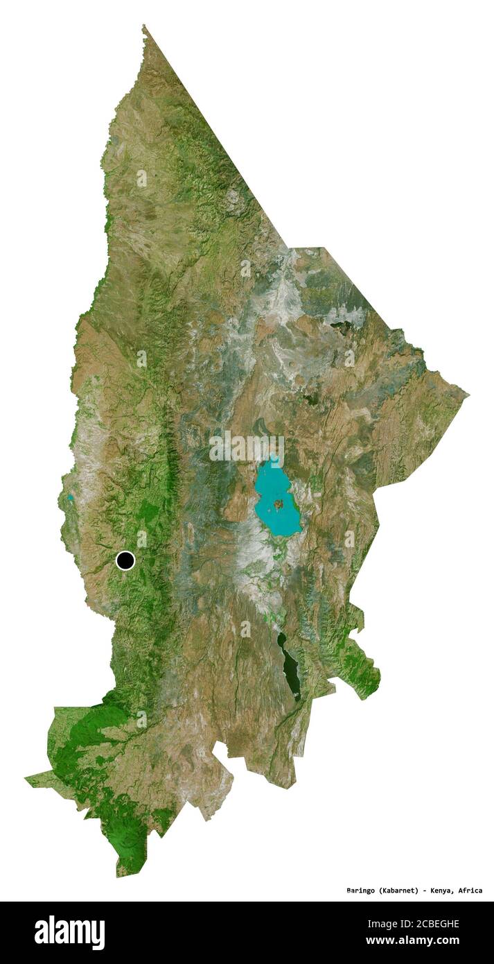 Shape of Baringo, county of Kenya, with its capital isolated on white ...