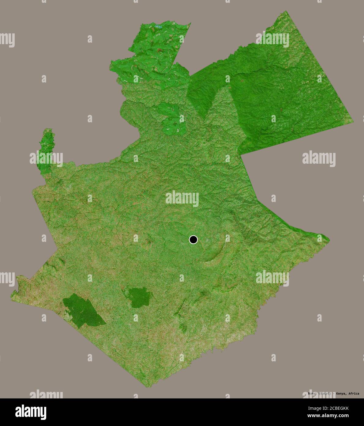 Shape of Bomet, county of Kenya, with its capital isolated on a solid ...