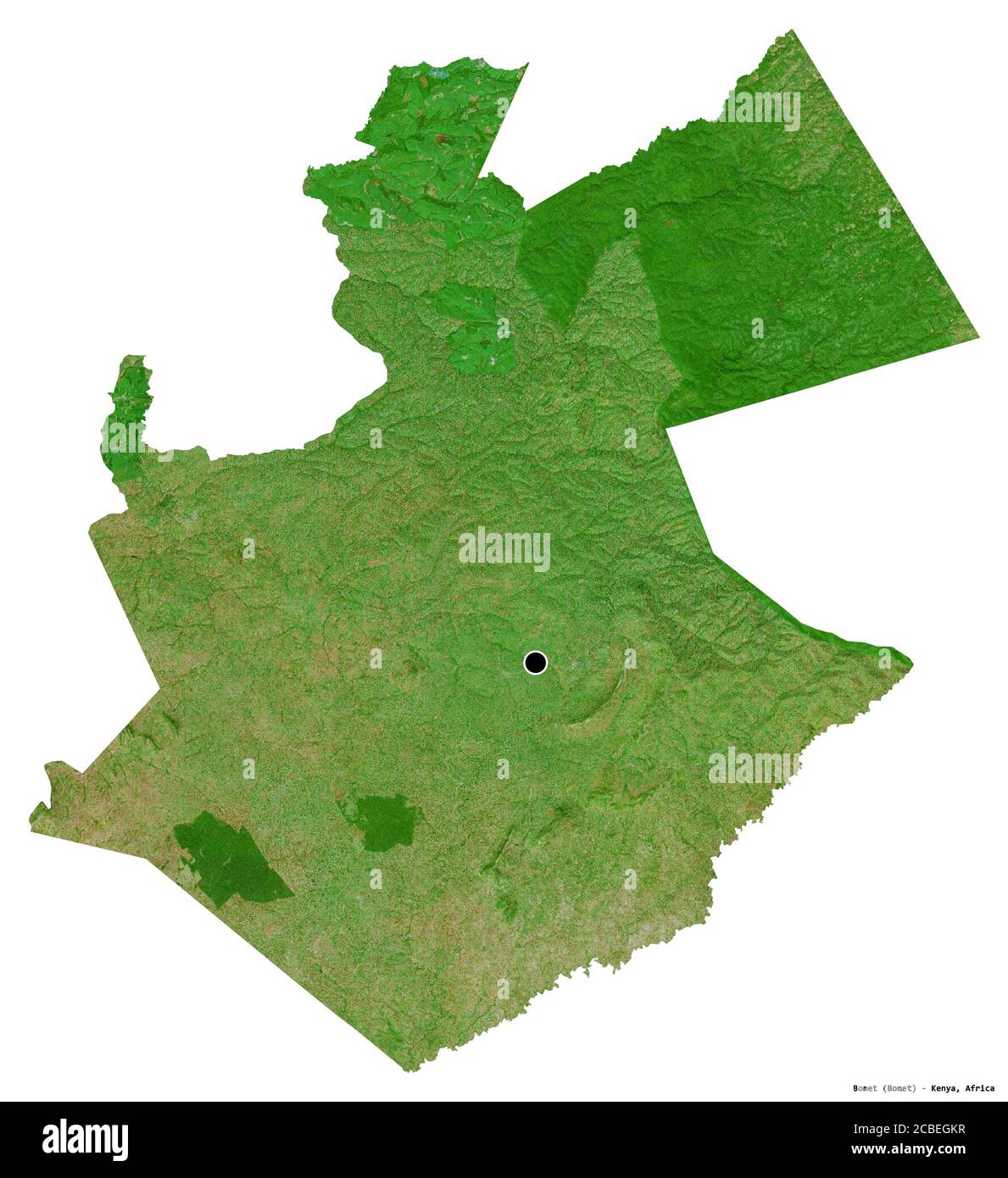 Shape of Bomet, county of Kenya, with its capital isolated on white ...