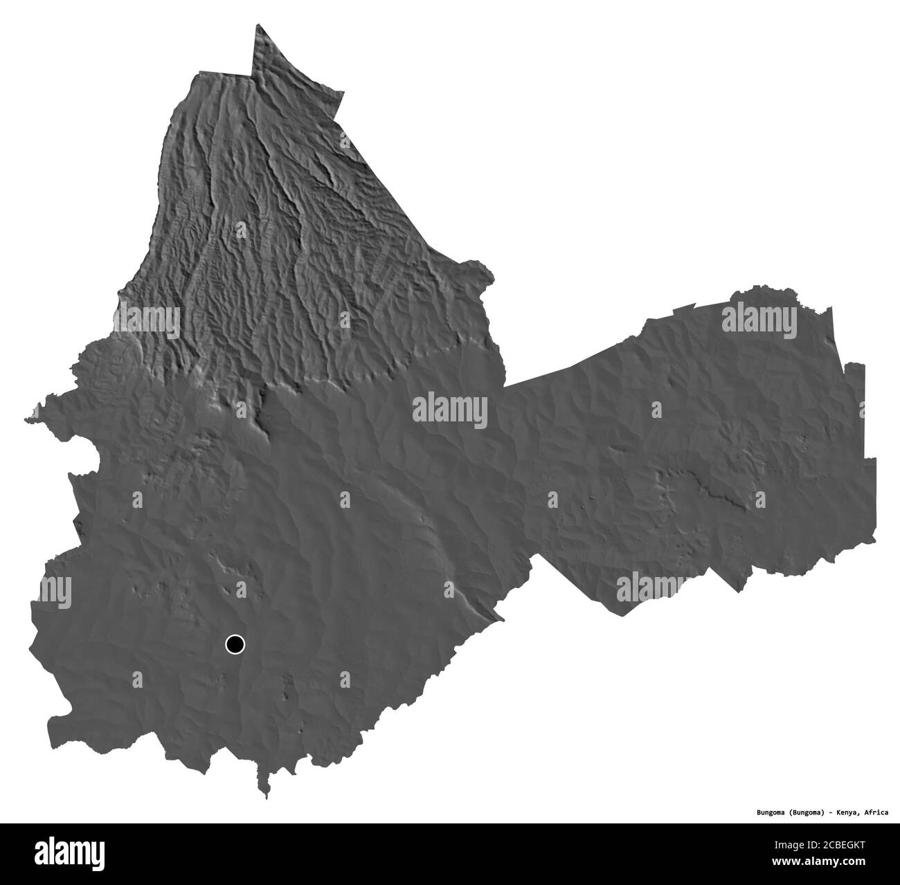 Shape of Bungoma, county of Kenya, with its capital isolated on white ...