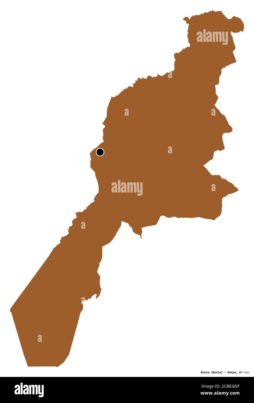 Shape of Busia, county of Kenya, with its capital isolated on white ...