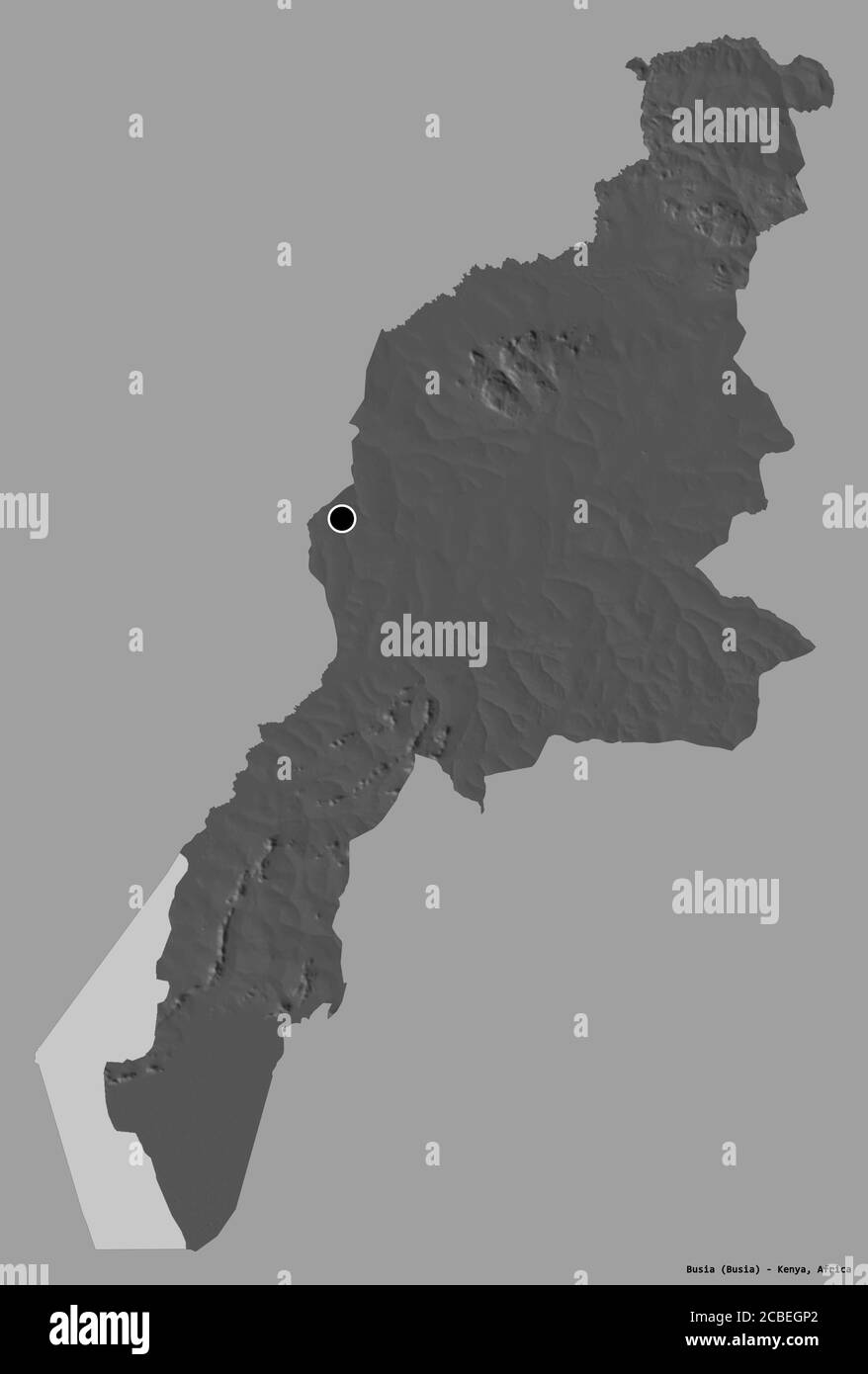 Shape of Busia, county of Kenya, with its capital isolated on a solid ...