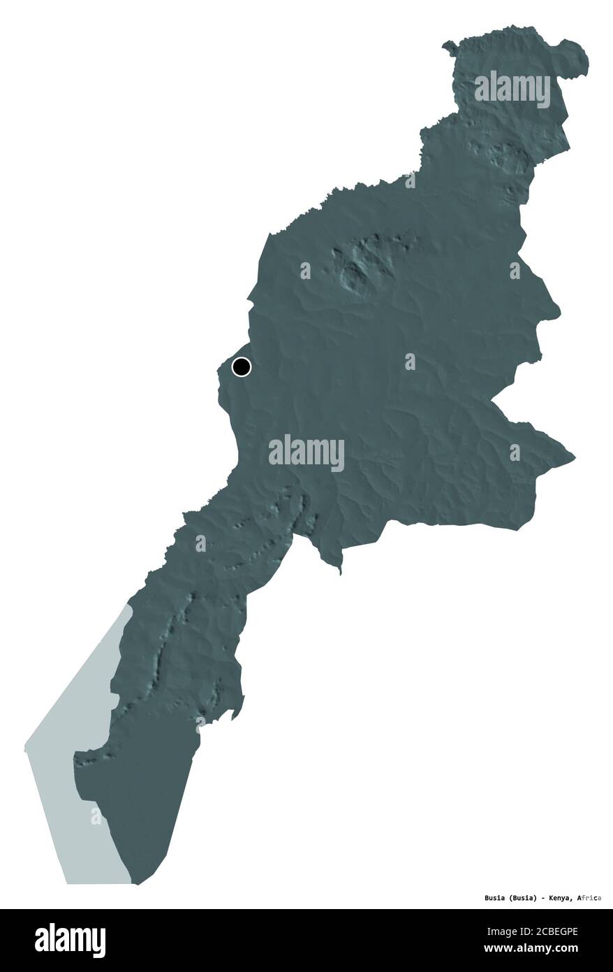 Shape of Busia, county of Kenya, with its capital isolated on white ...