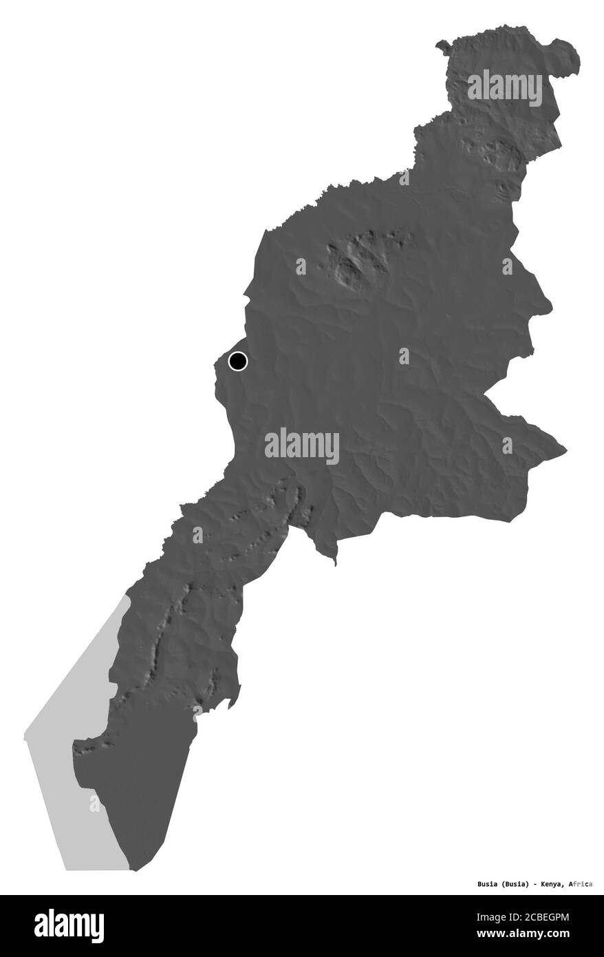 Shape of Busia, county of Kenya, with its capital isolated on white ...