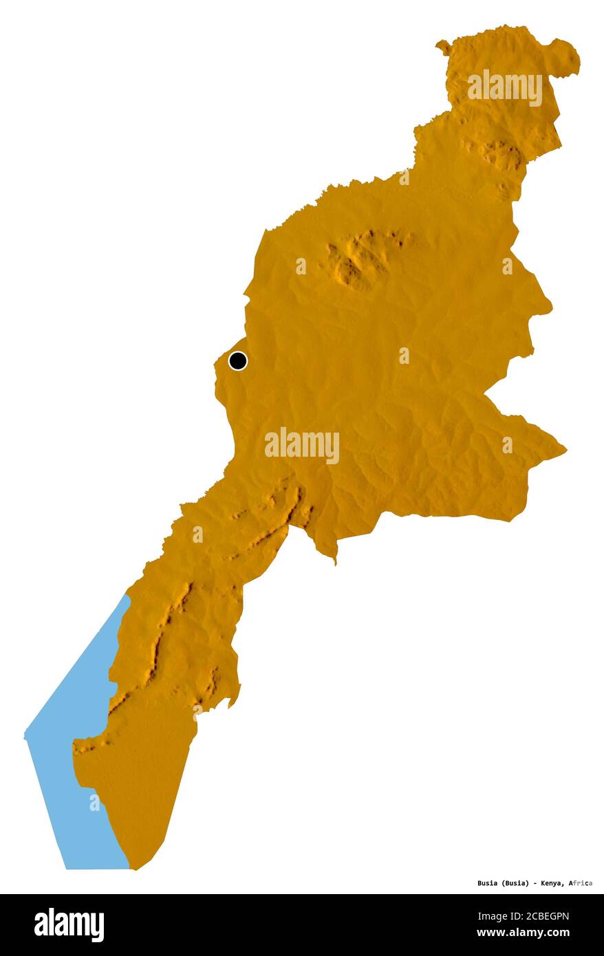Shape of Busia, county of Kenya, with its capital isolated on white ...