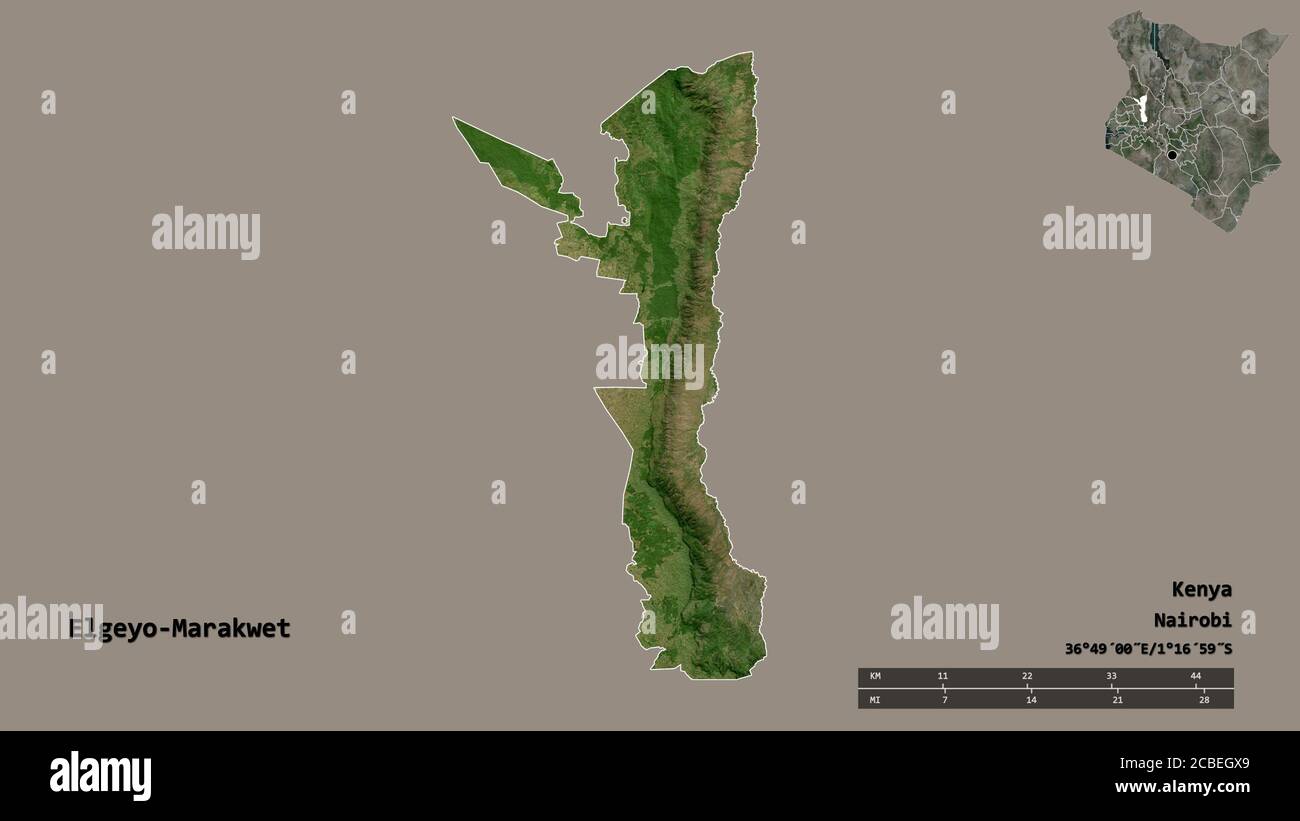 Shape of Elgeyo-Marakwet, county of Kenya, with its capital isolated on ...