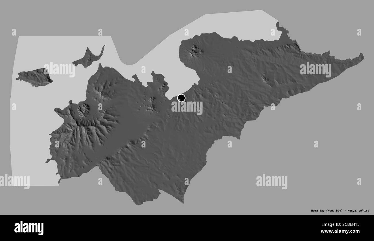Shape of Homa Bay, county of Kenya, with its capital isolated on a ...