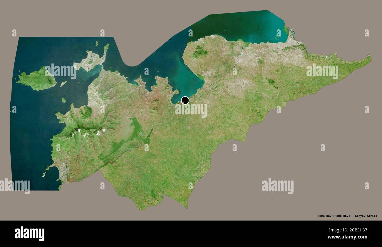 Shape of Homa Bay, county of Kenya, with its capital isolated on a ...