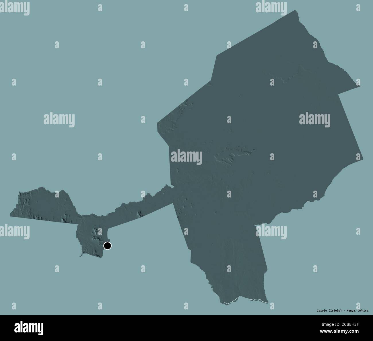 Shape of Isiolo, county of Kenya, with its capital isolated on a solid ...
