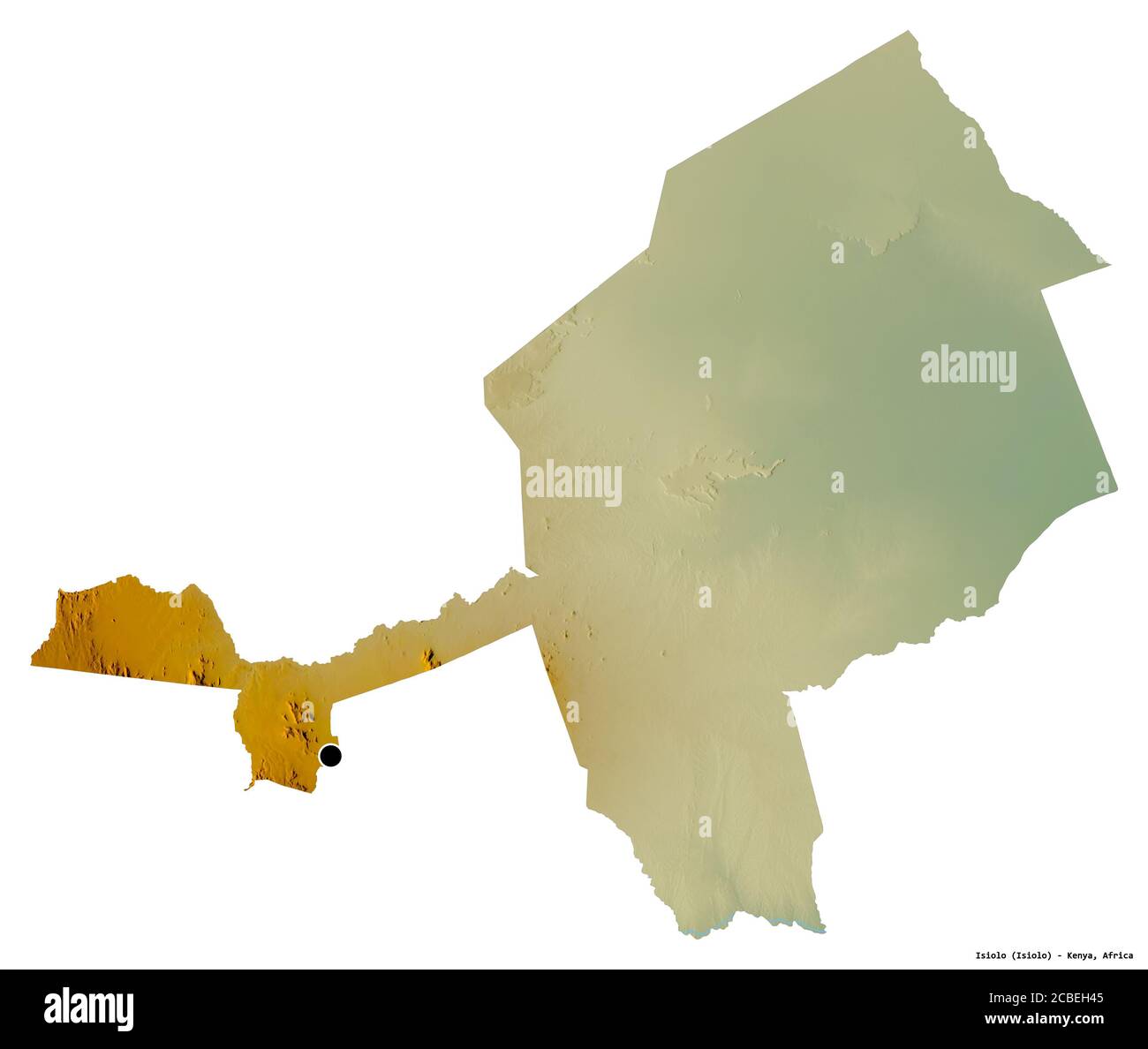 Shape of Isiolo, county of Kenya, with its capital isolated on white ...