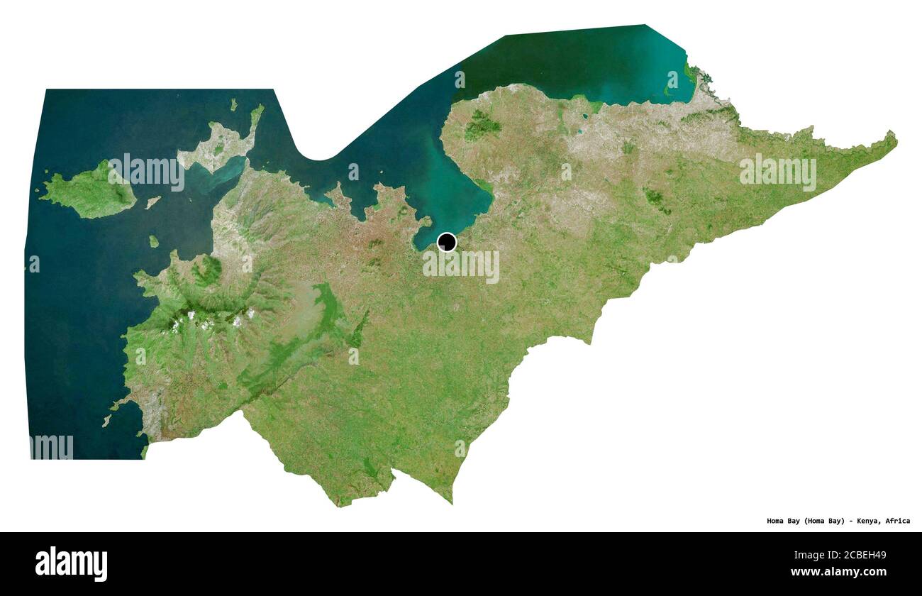 Shape of Homa Bay, county of Kenya, with its capital isolated on white ...