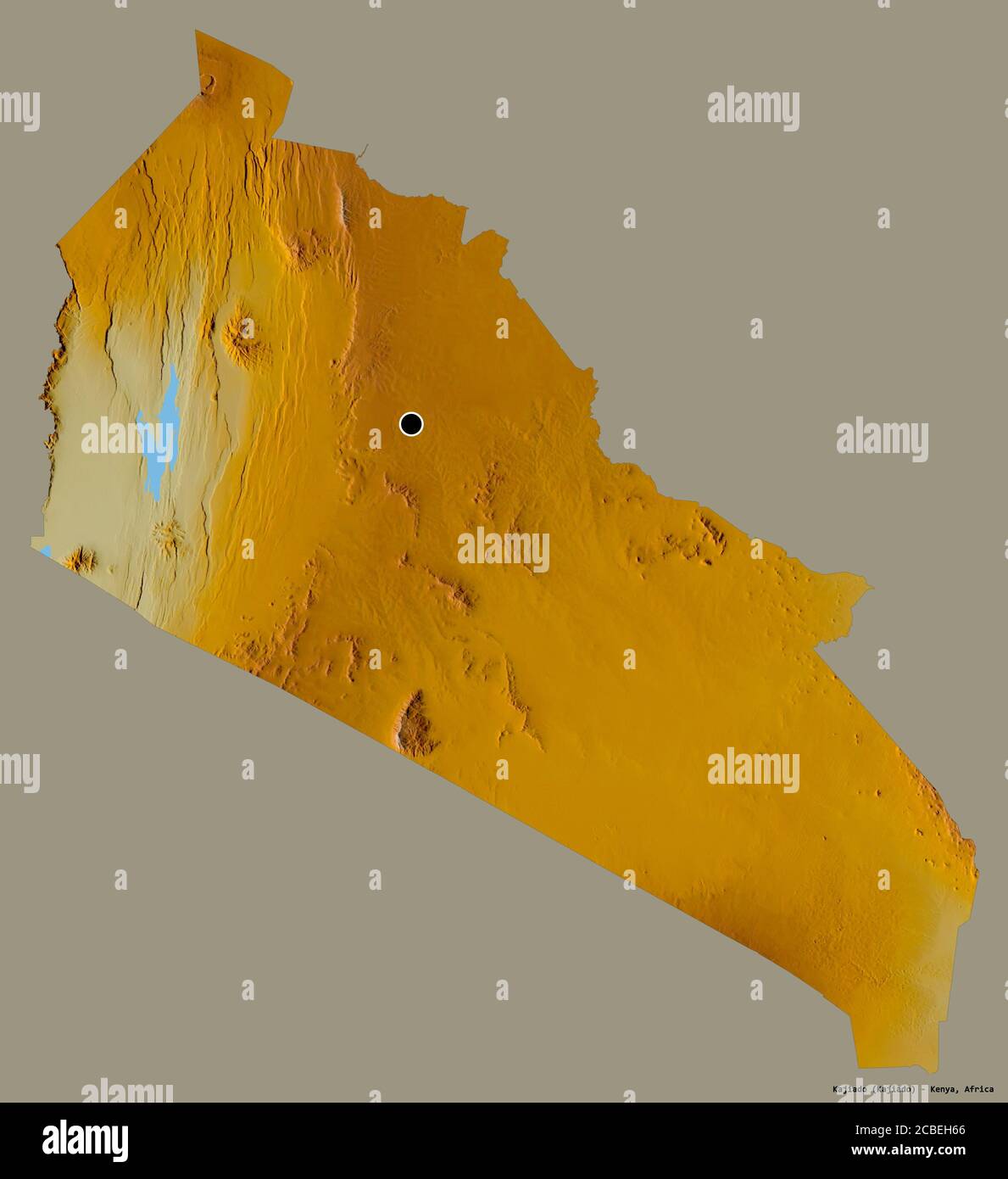 Shape of Kajiado, county of Kenya, with its capital isolated on a solid ...