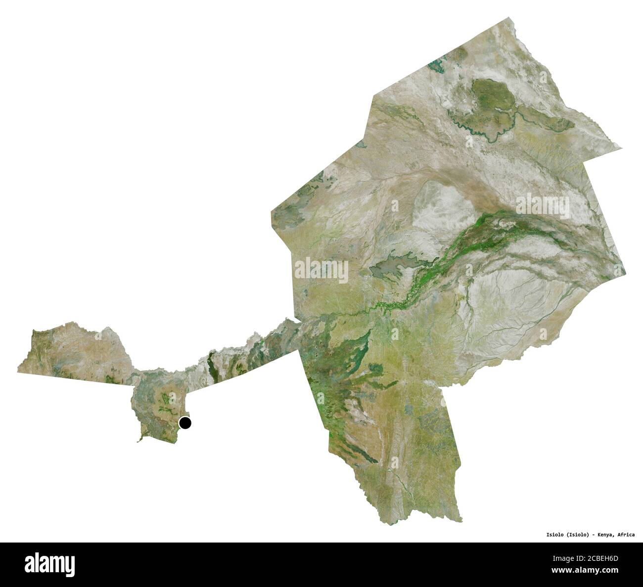Shape of Isiolo, county of Kenya, with its capital isolated on white ...