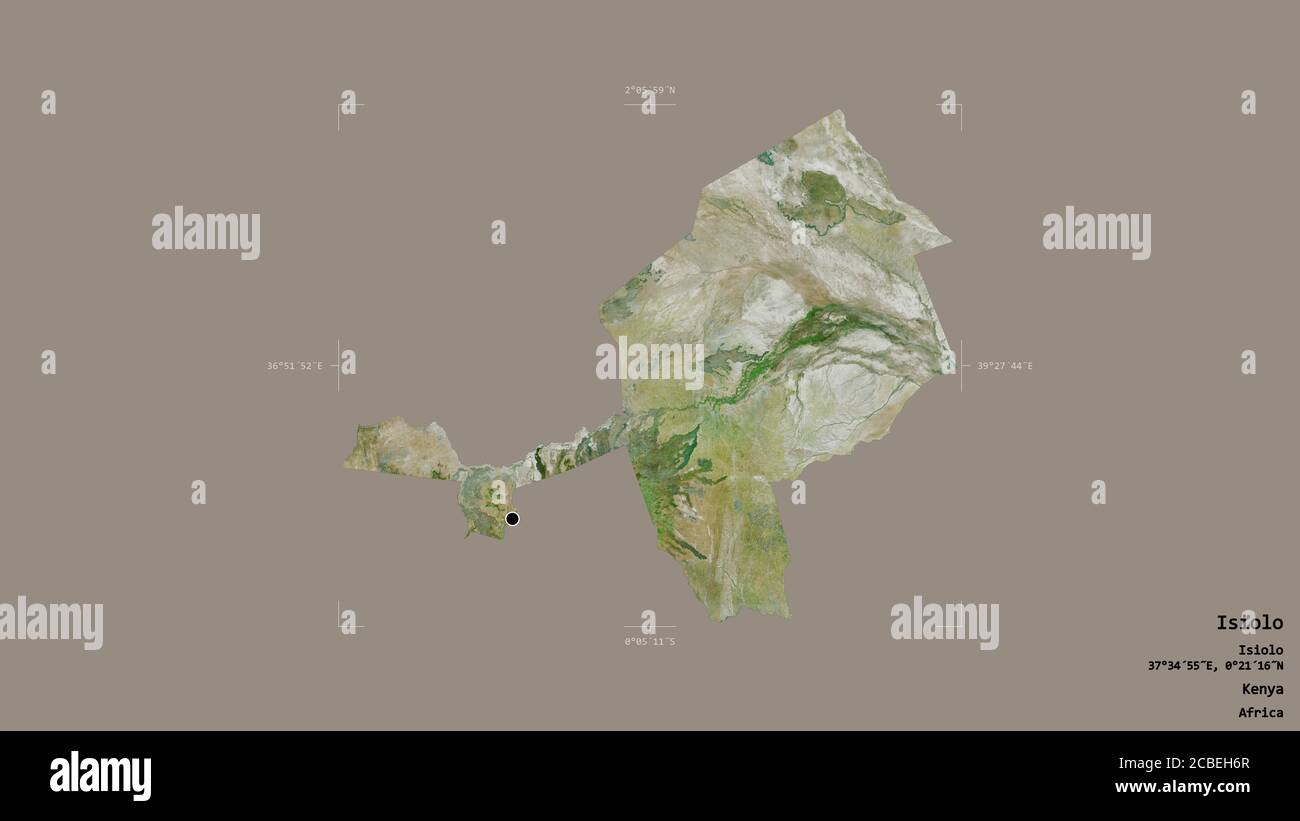 Area of Isiolo, county of Kenya, isolated on a solid background in a ...