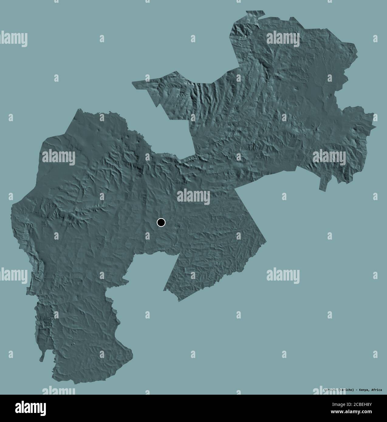 Shape of Kericho, county of Kenya, with its capital isolated on a solid ...