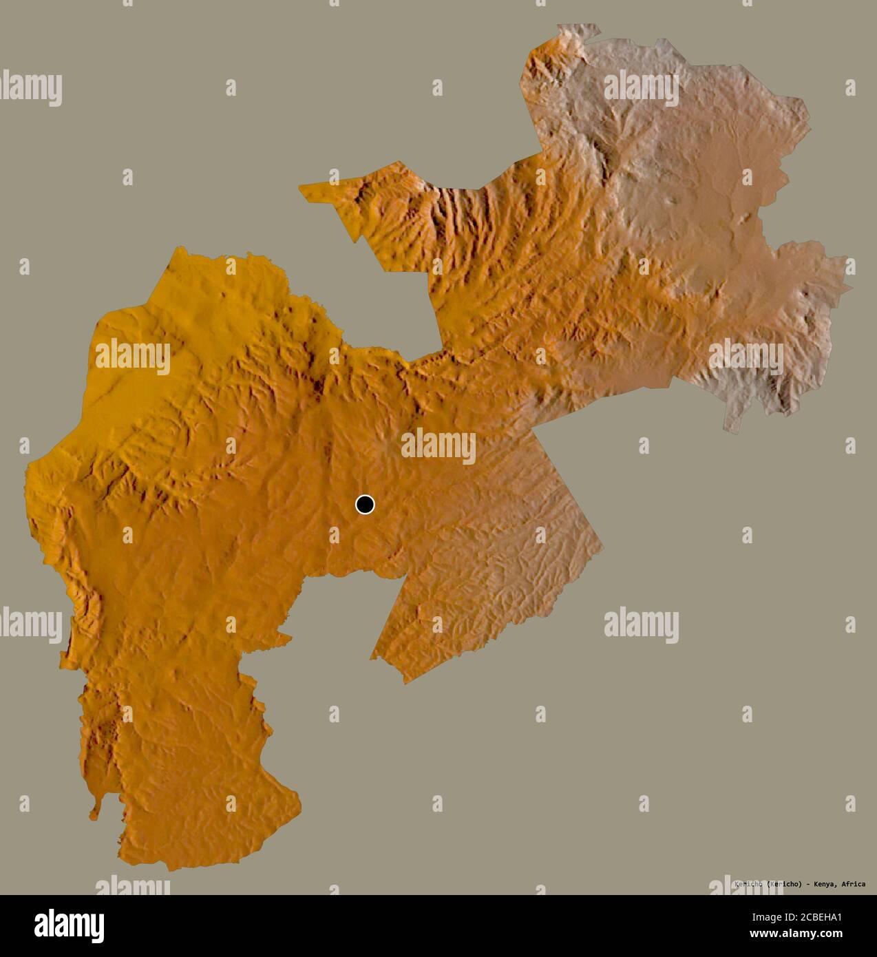 Shape of Kericho, county of Kenya, with its capital isolated on a solid ...