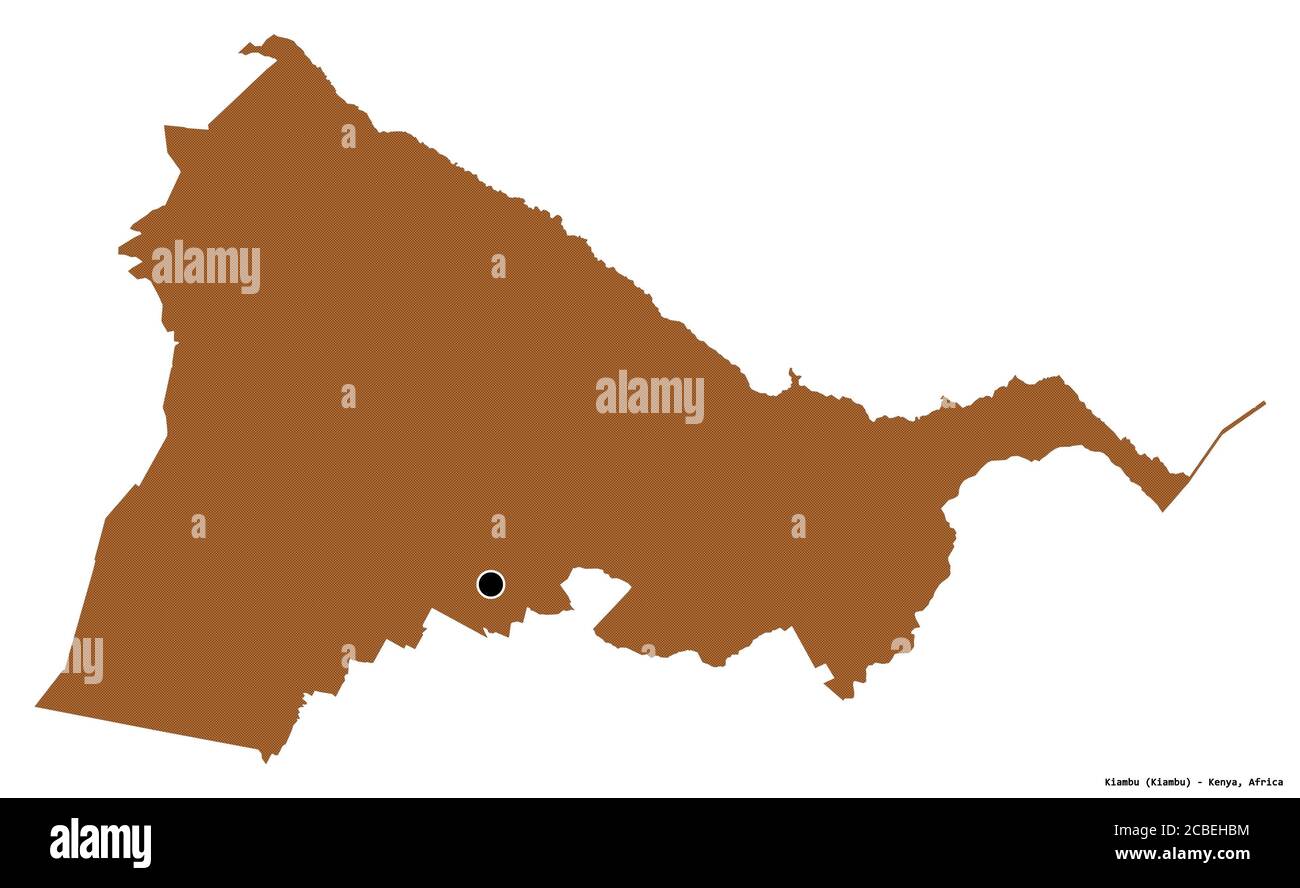 Shape of Kiambu, county of Kenya, with its capital isolated on white ...