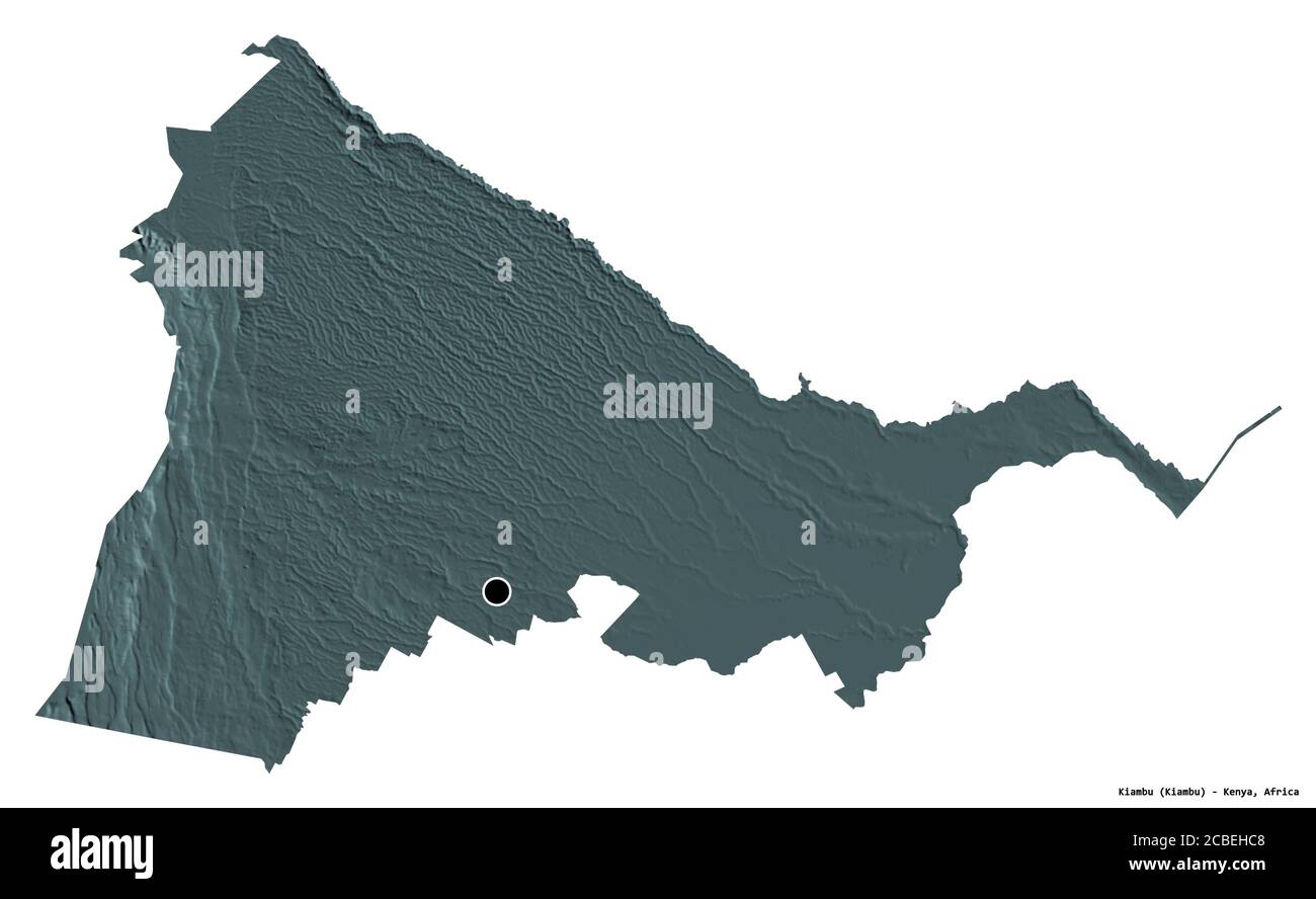 Shape of Kiambu, county of Kenya, with its capital isolated on white ...