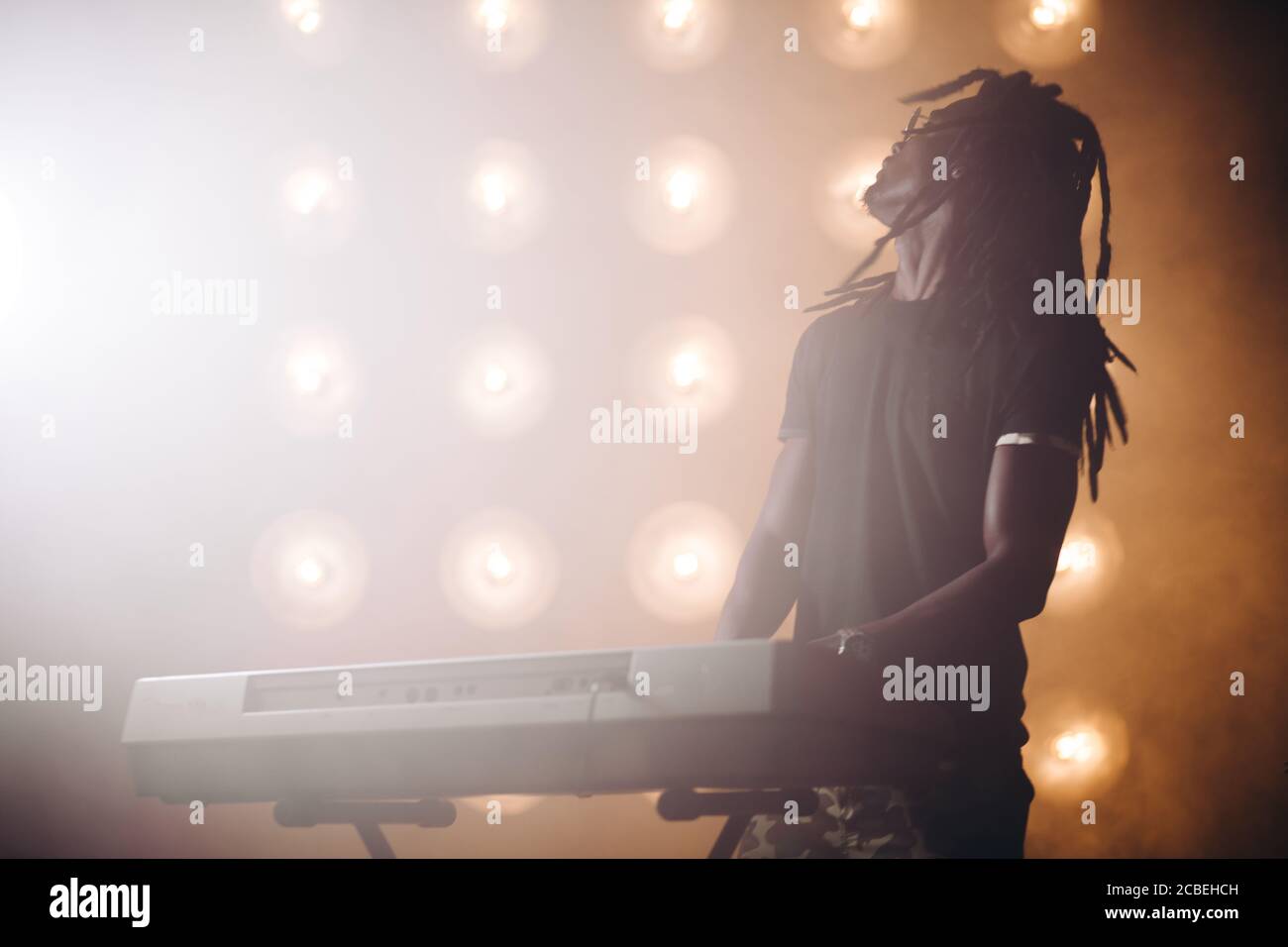 relaxing dance music. synth, synthesiser.close up photo copy space ...