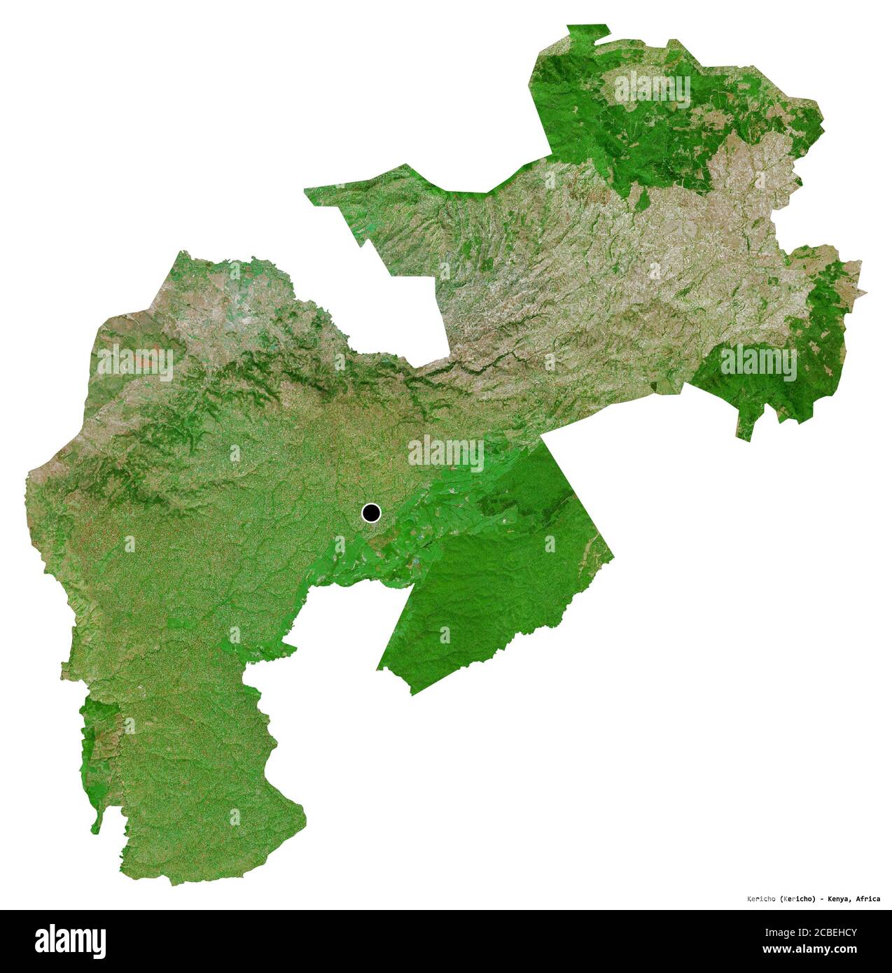 Shape of Kericho, county of Kenya, with its capital isolated on white ...