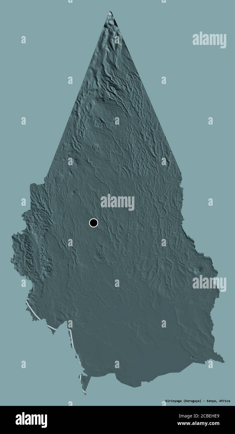Shape of Kirinyaga, county of Kenya, with its capital isolated on a ...