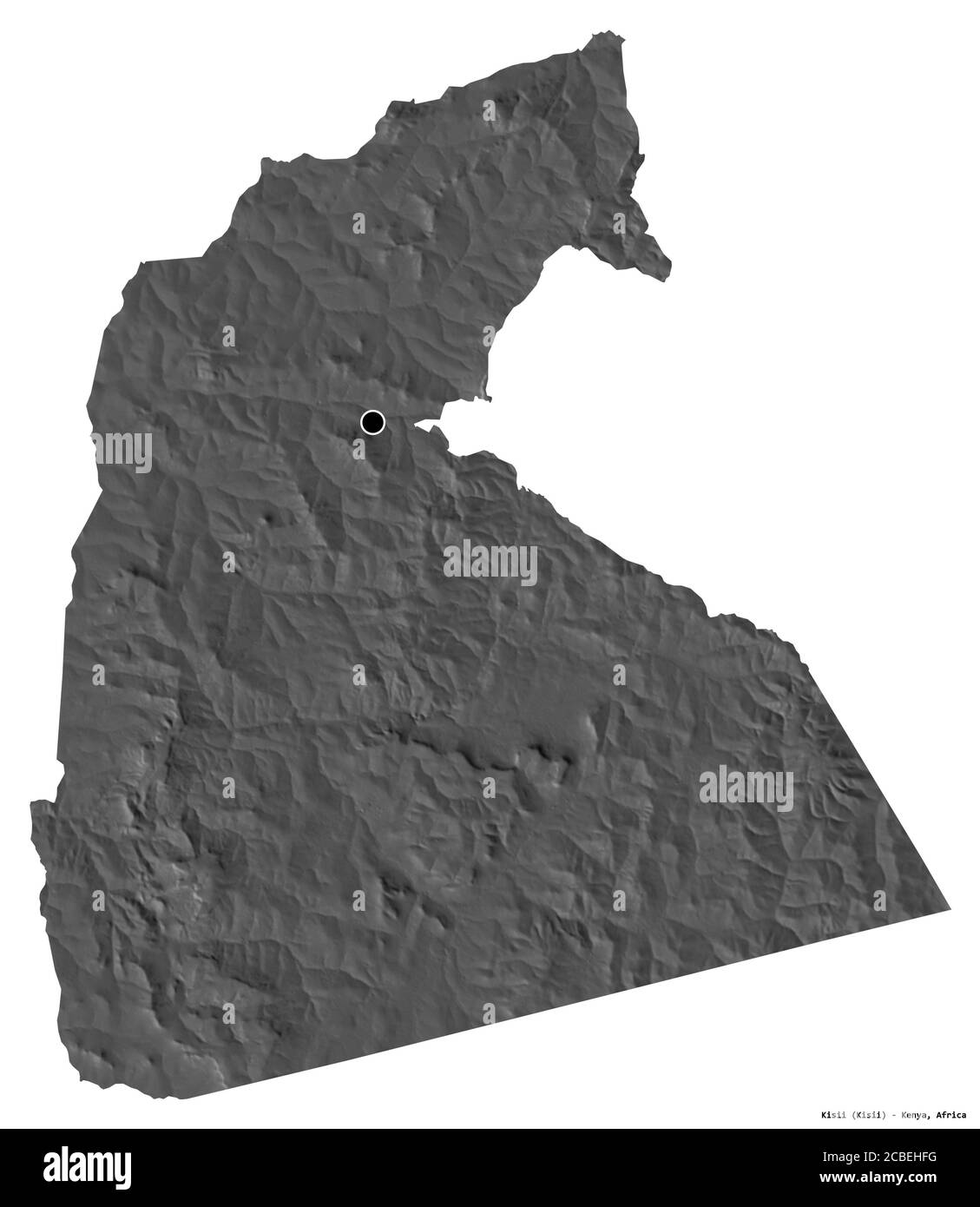 Shape of Kisii, county of Kenya, with its capital isolated on white ...