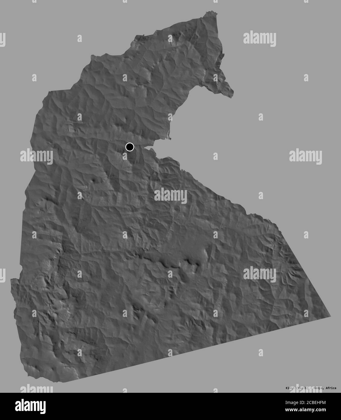 Shape of Kisii, county of Kenya, with its capital isolated on a solid ...