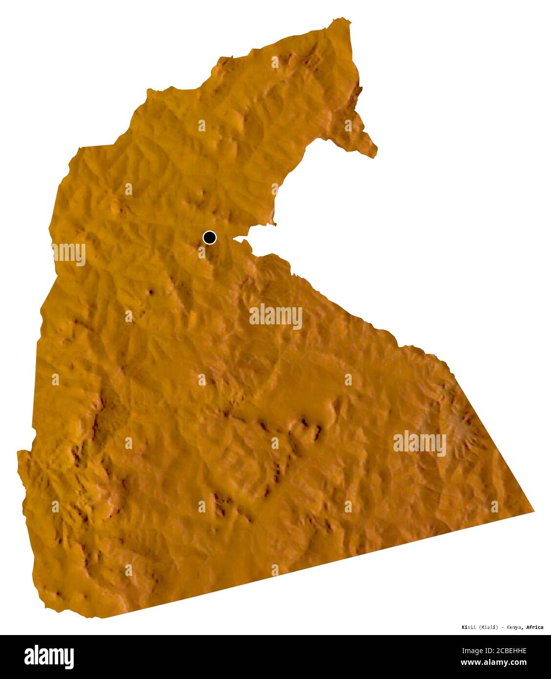 Shape of Kisii, county of Kenya, with its capital isolated on white ...