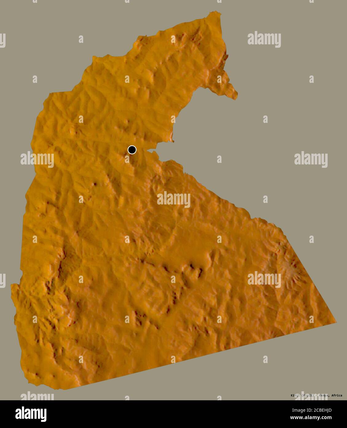 Shape of Kisii, county of Kenya, with its capital isolated on a solid ...