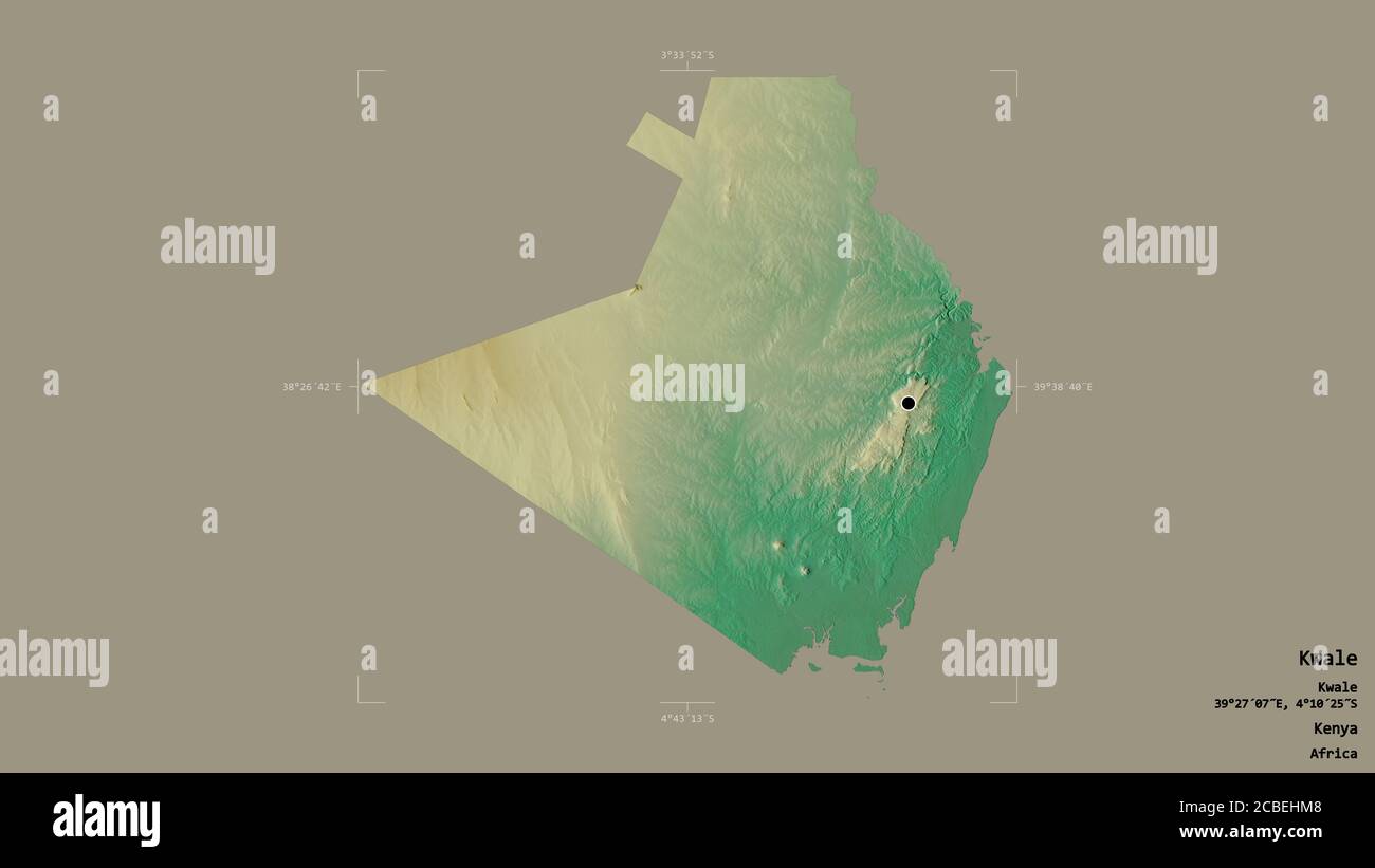 Area of Kwale, county of Kenya, isolated on a solid background in a ...