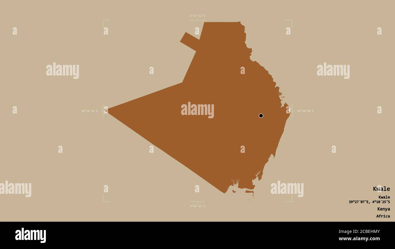 Area of Kwale, county of Kenya, isolated on a solid background in a ...
