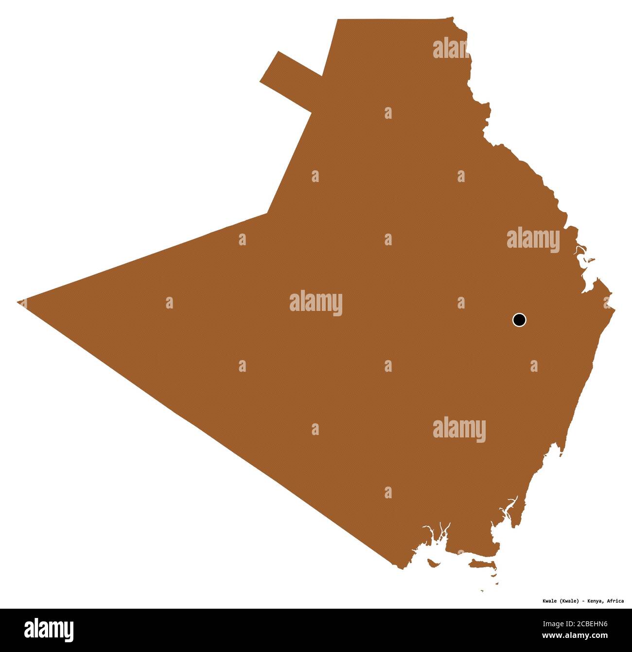 Shape of Kwale, county of Kenya, with its capital isolated on white ...