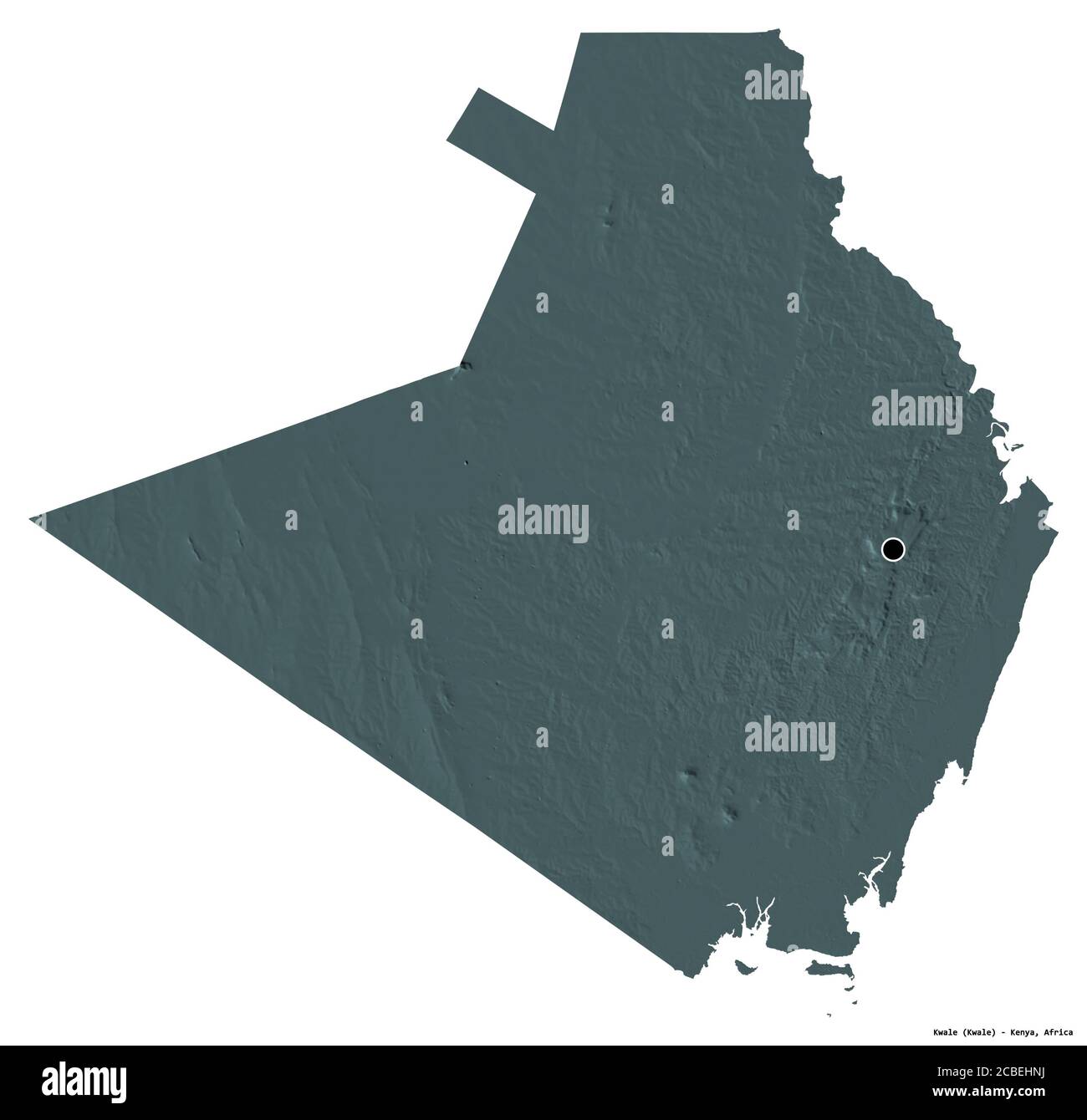 Shape of Kwale, county of Kenya, with its capital isolated on white ...