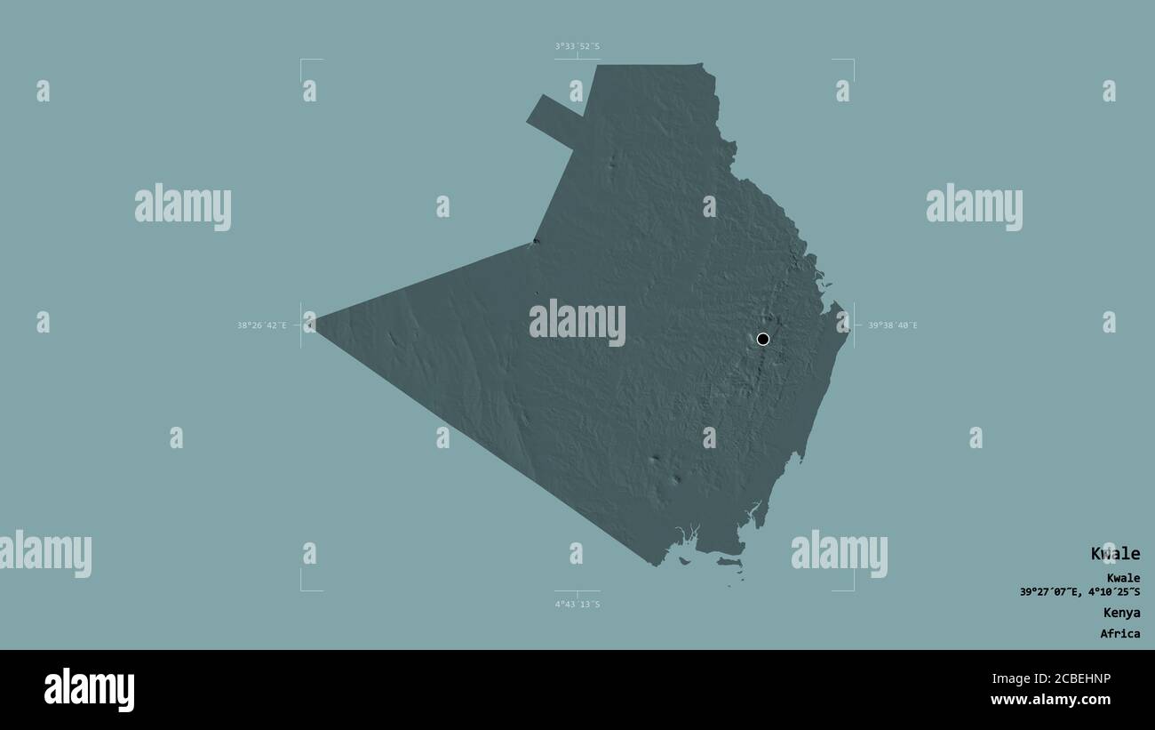 Area of Kwale, county of Kenya, isolated on a solid background in a ...